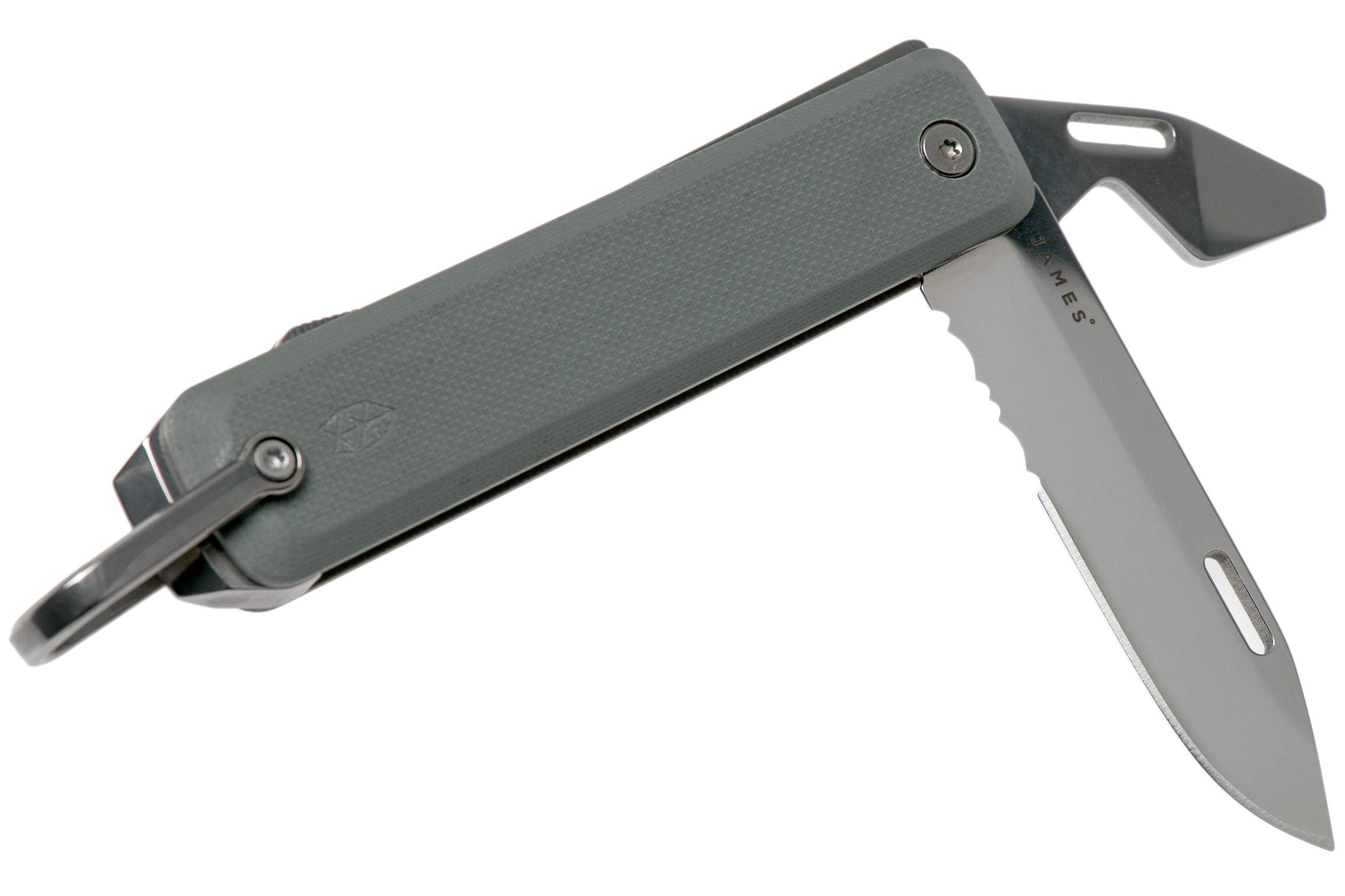 The James Brand Ellis KN105139-01 Primer Gray G10 + satin pocket knife ...