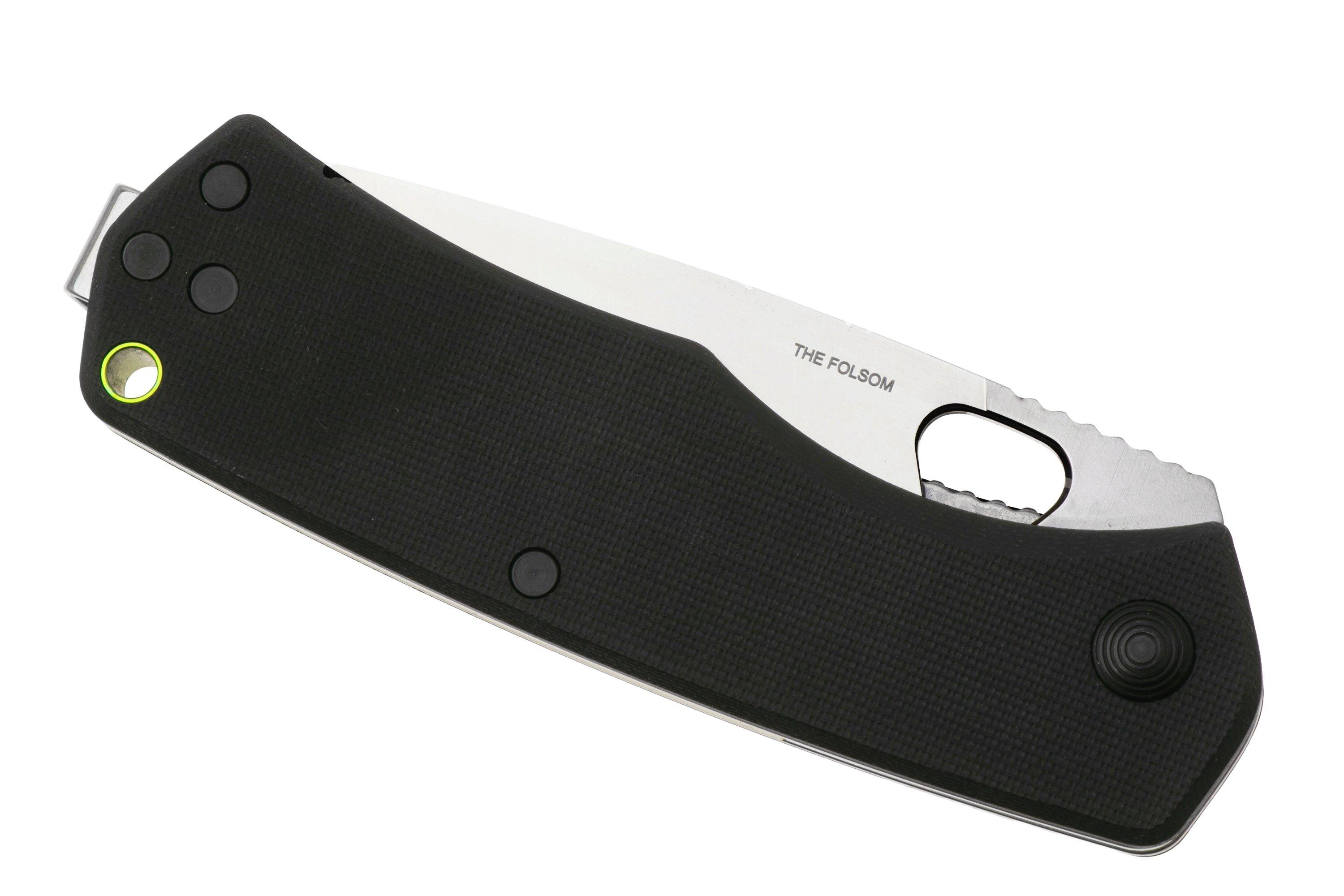 The James Brand The Folsom KN112114-00 Satin VG-10, Black G10, couteau ...