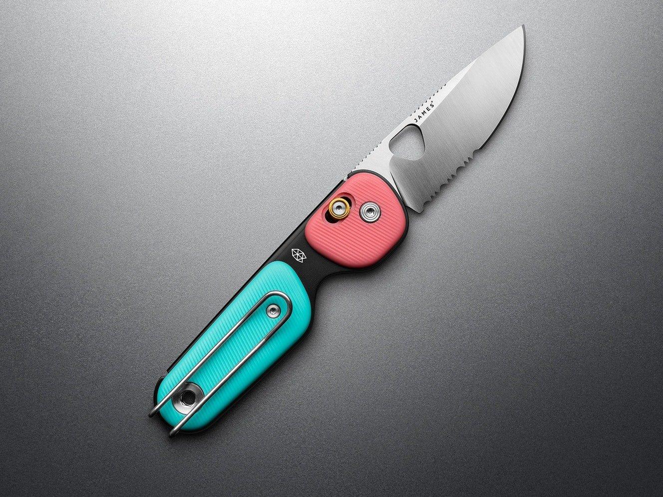 The James Brand The Redstone, Coral Turquoise + Satin, Serrated, zakmes ...
