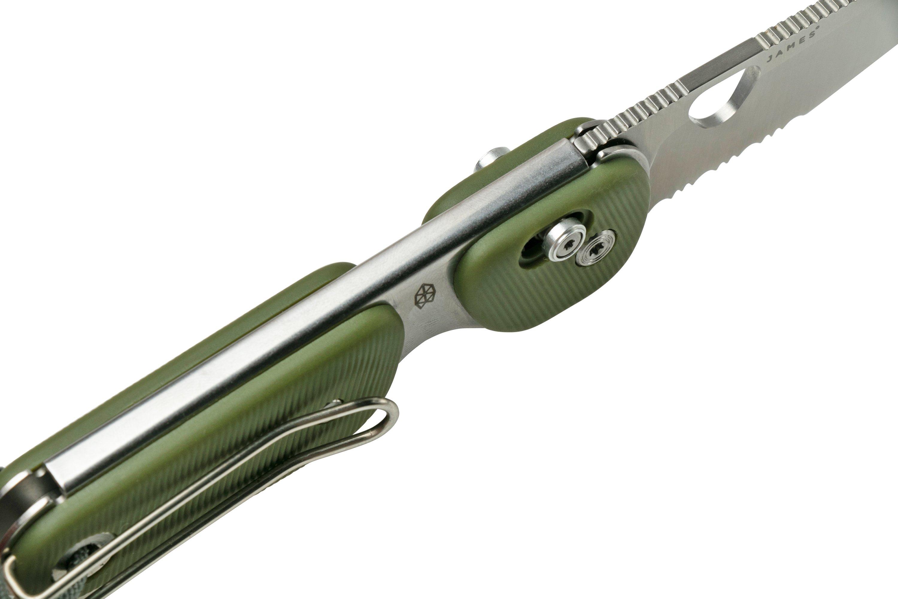 Nóż składany The James Brand The Redstone OD Green, Stainless Serrated ...