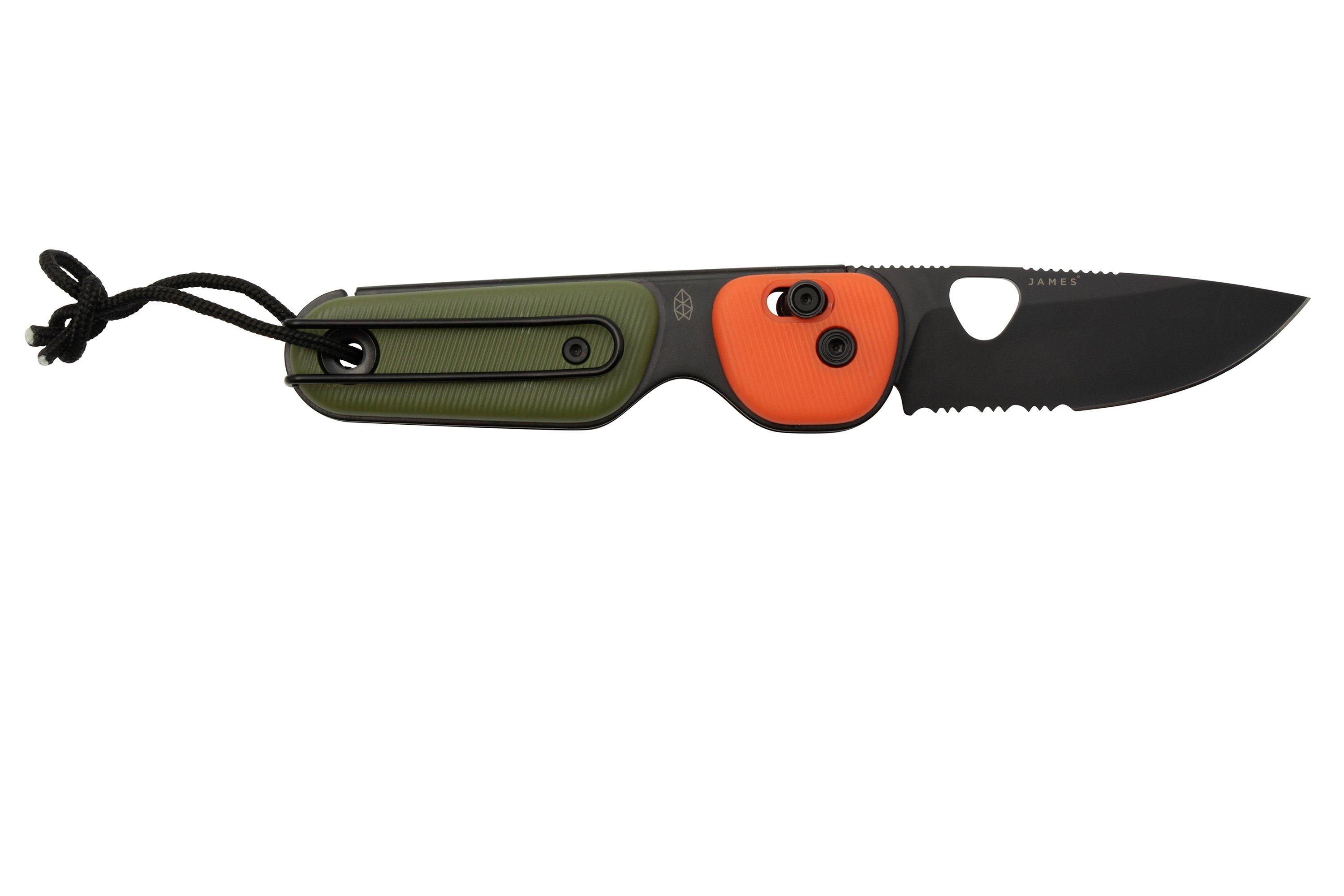 The James Brand The Redstone, OD Green + Orange PP, black, Serrated ...