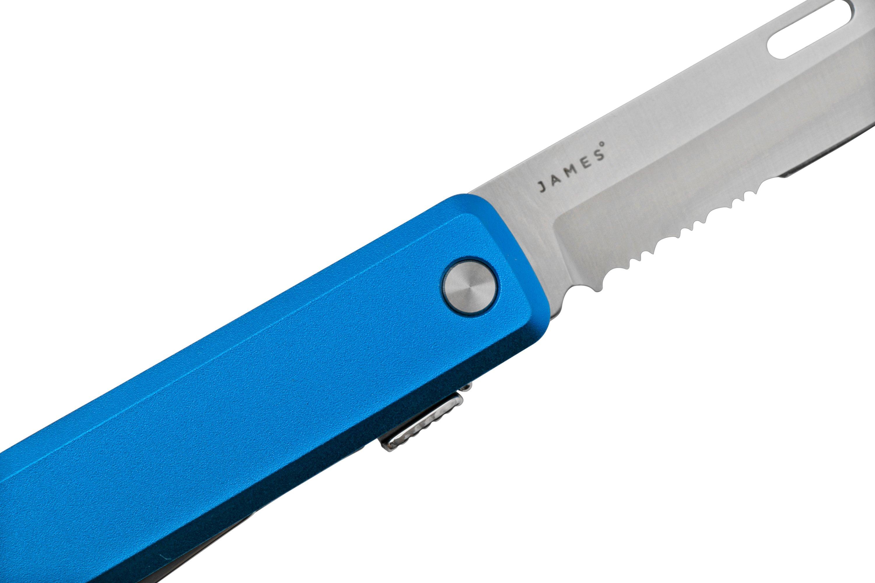 The James Brand The Ellis Scissors, Cerulean, Aluminum Serrated, pocket ...