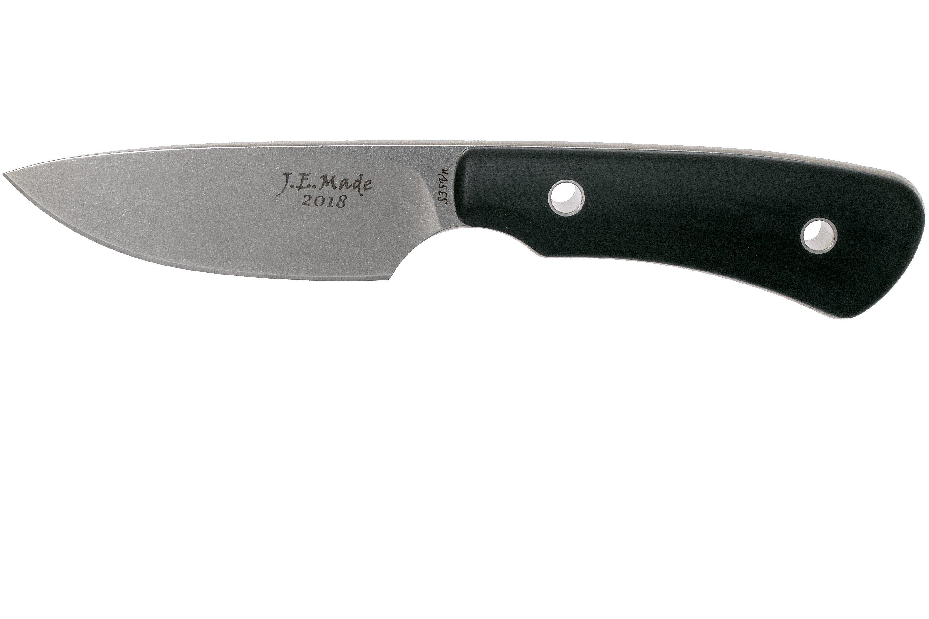 J.E. Made, B.U.K, Black G10, S35VN fixed knife, J. Neilson design ...