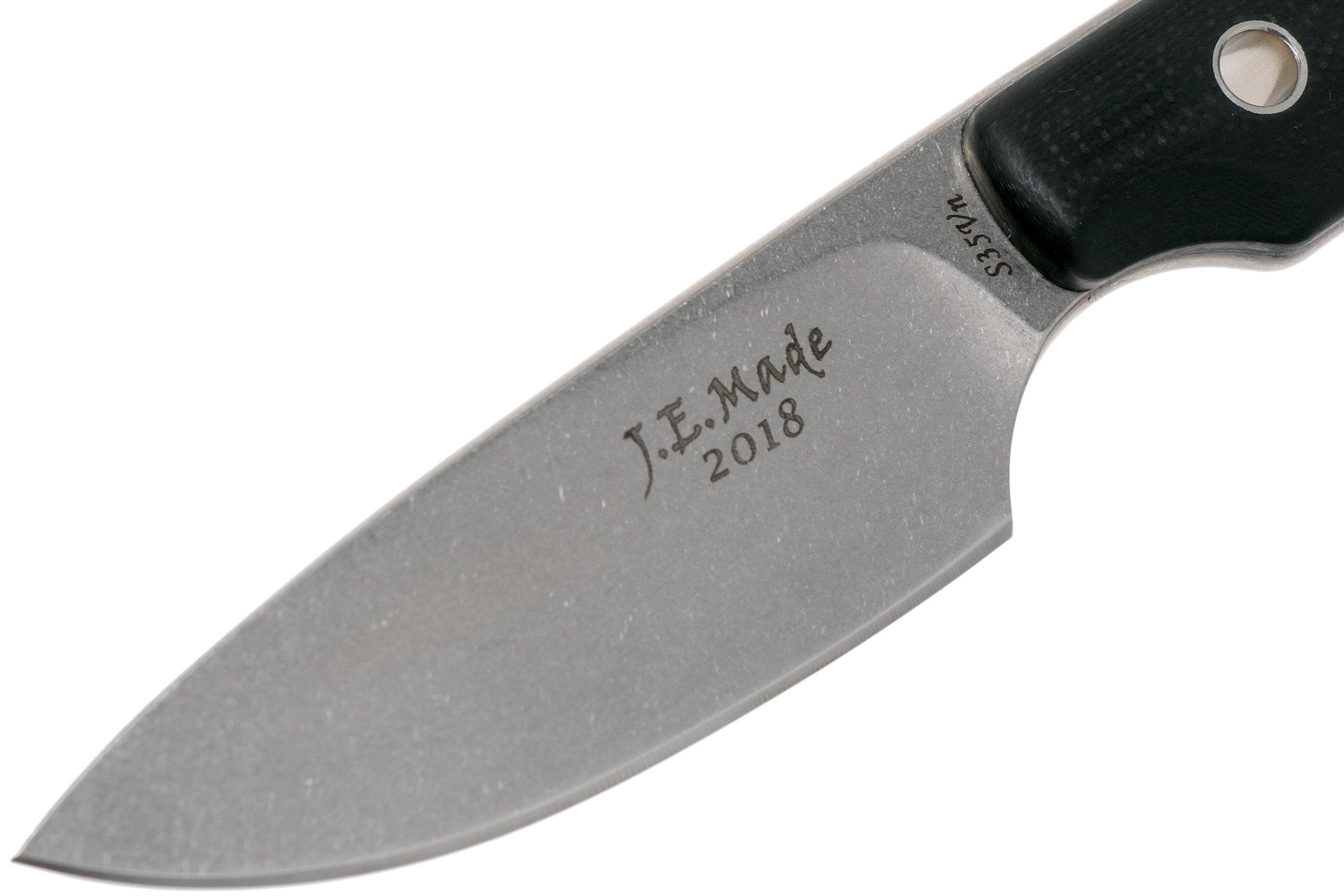 J.E. Made, B.U.K, Black G10, S35VN vaststaand mes, J. Neilson design ...