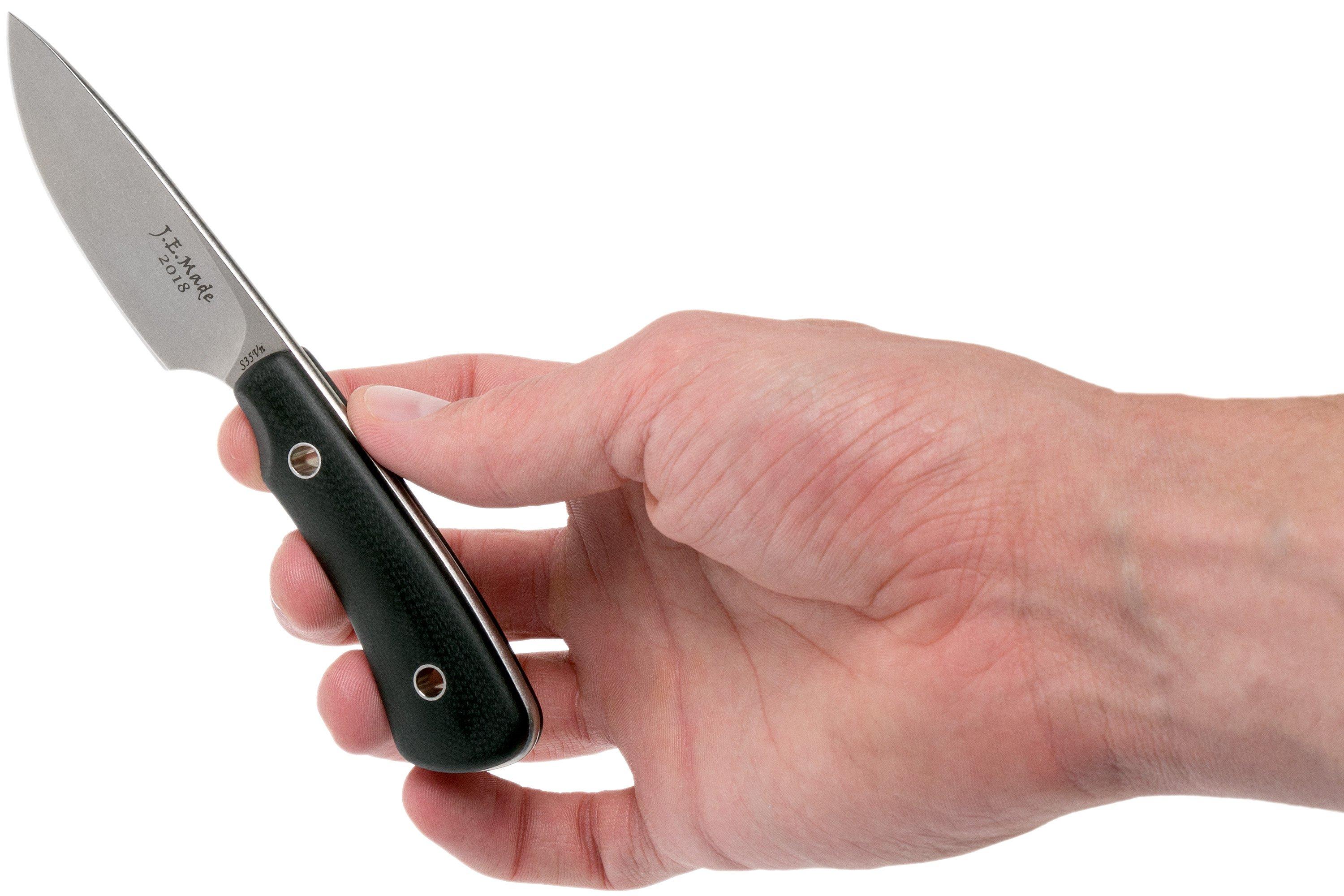 J.E. Made B.U.K, Black G10, S35VN vaststaand mes, J. Neilson design ...