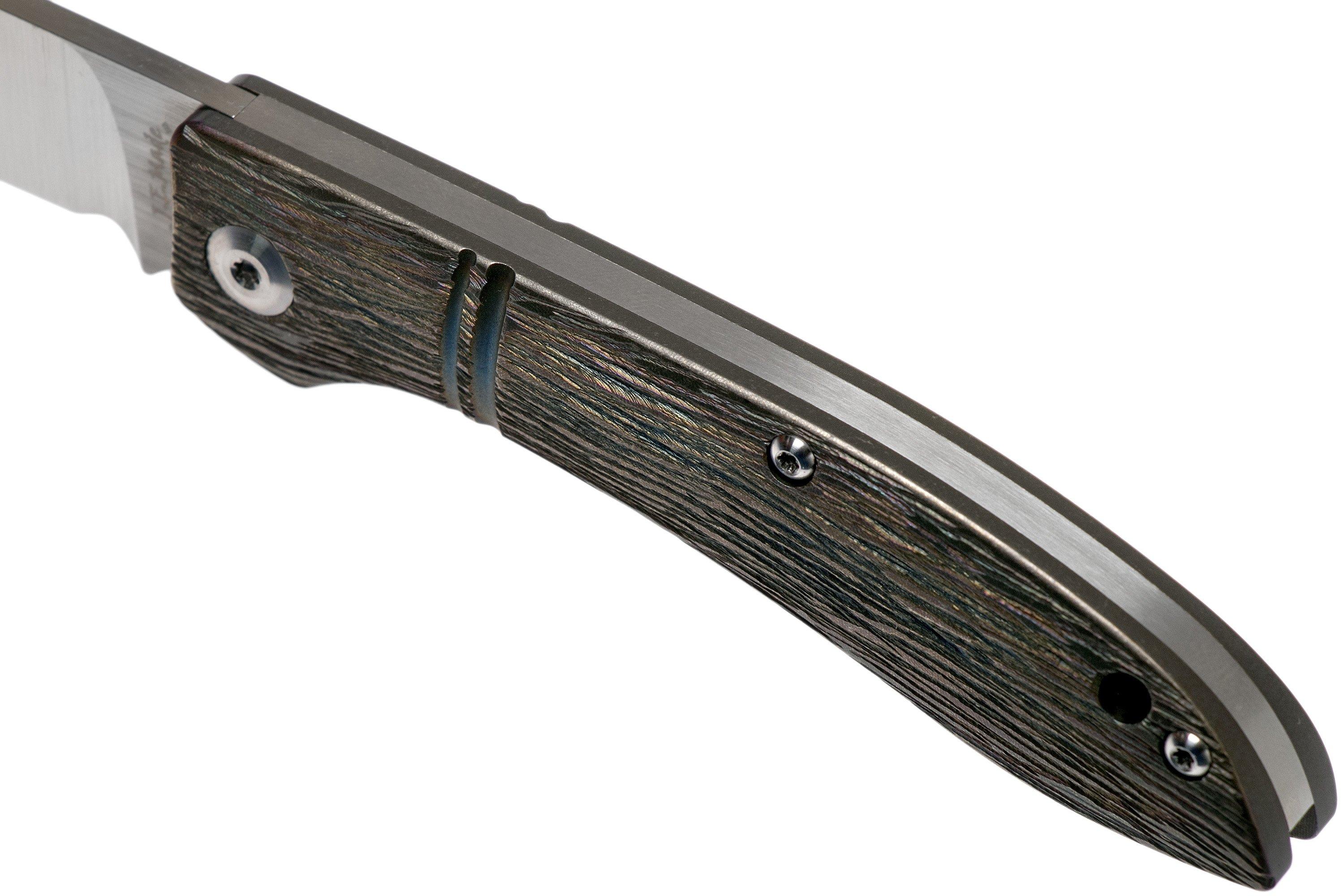 J.E. Made Phoenix, Titanium Hand Engraved Tree Bark, S35VN, pocket ...