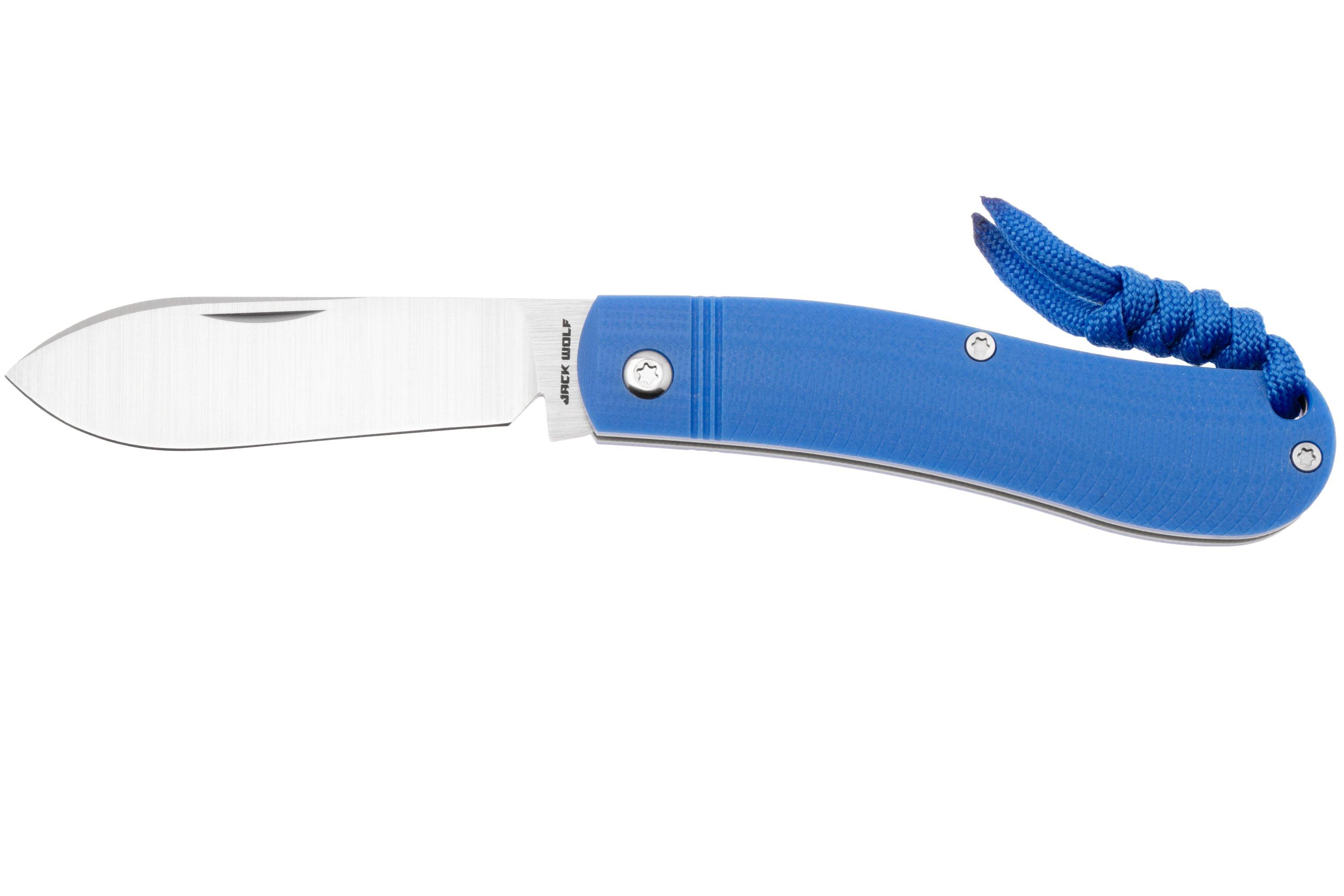 Jack Wolf K9 Jack Ultralight Series K9-02-G10-BLU-OARC Satin 154CM, Blue G10 Opposing Arcs ...