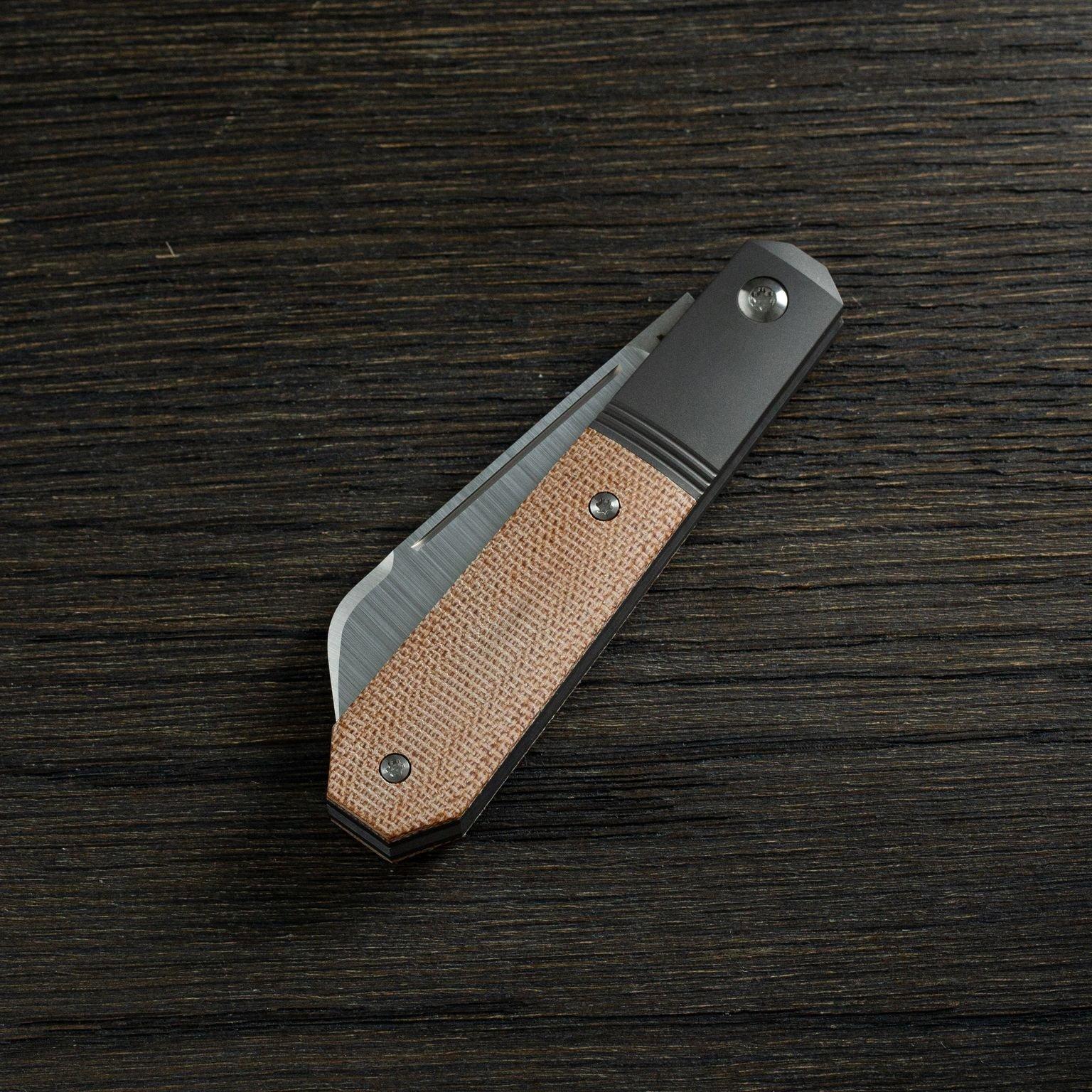 Jack Wolf Midnight Jack, Natural Canvas Micarta MIDNI-01-NAT slipjoint ...
