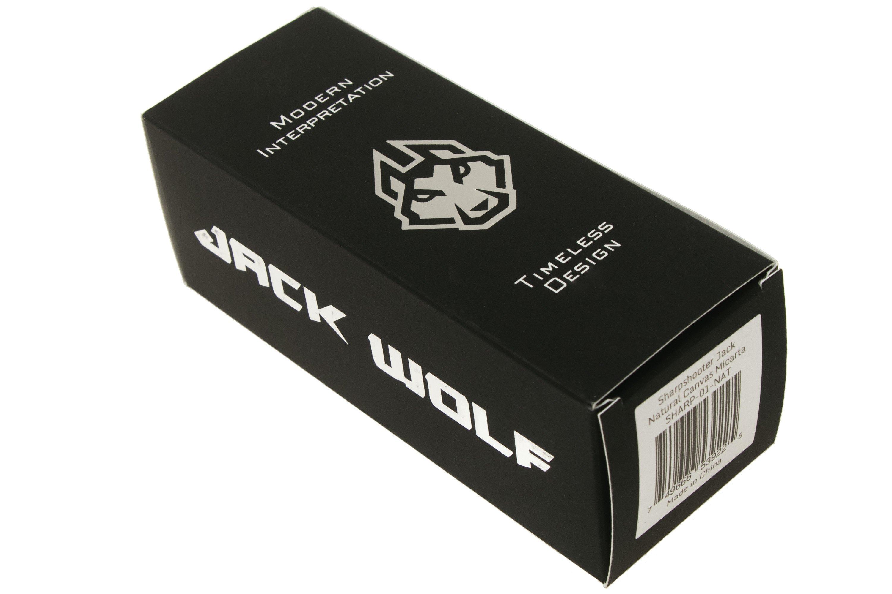 Jack Wolf Sharpshooter Jack, Natural Canvas Micarta SHSH-MNA couteau de ...