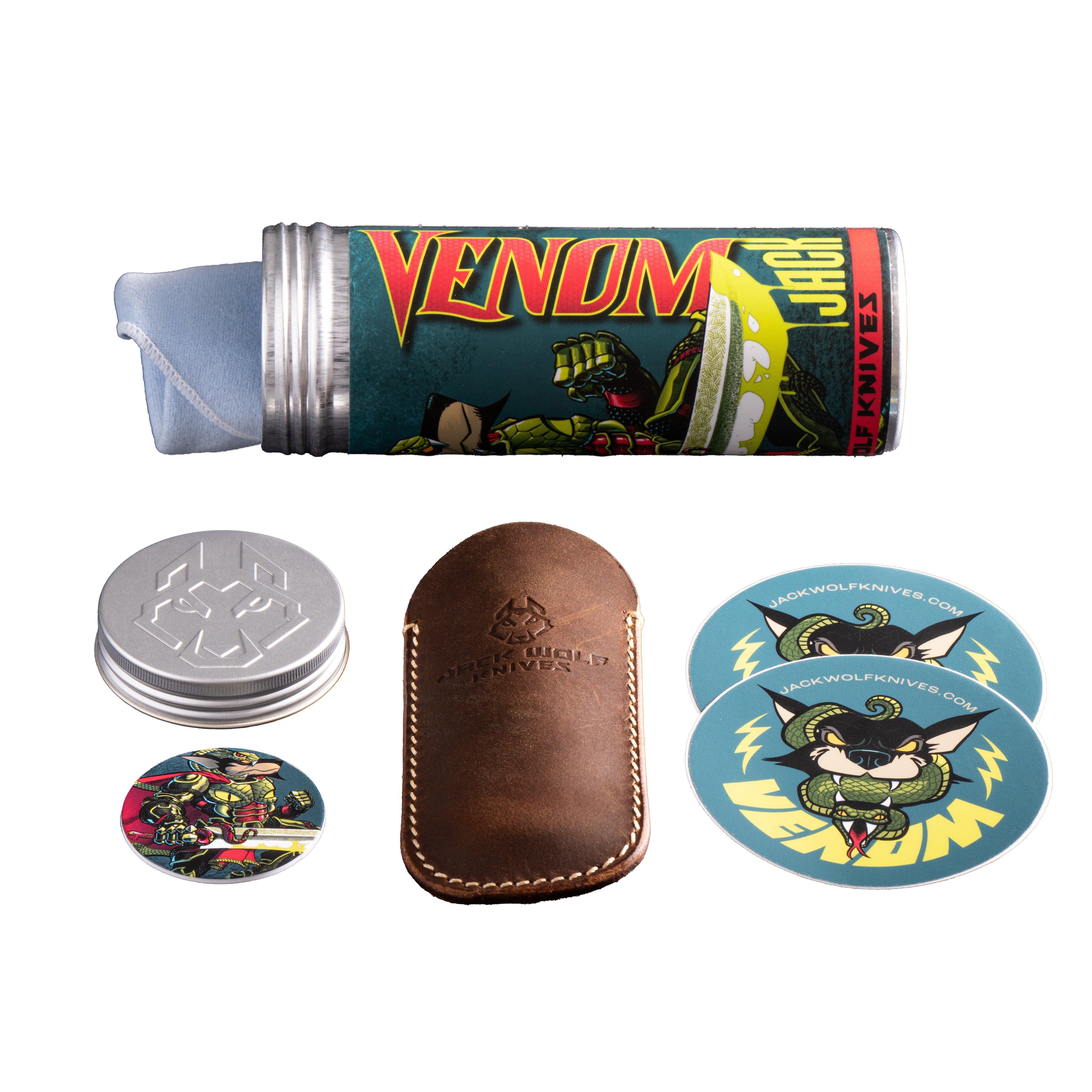 Jack Wolf Venom Jack VEN-FCD-MRBT Blasted S90V, Fat Carbon Dark Matter Red, coltello da tasca ...