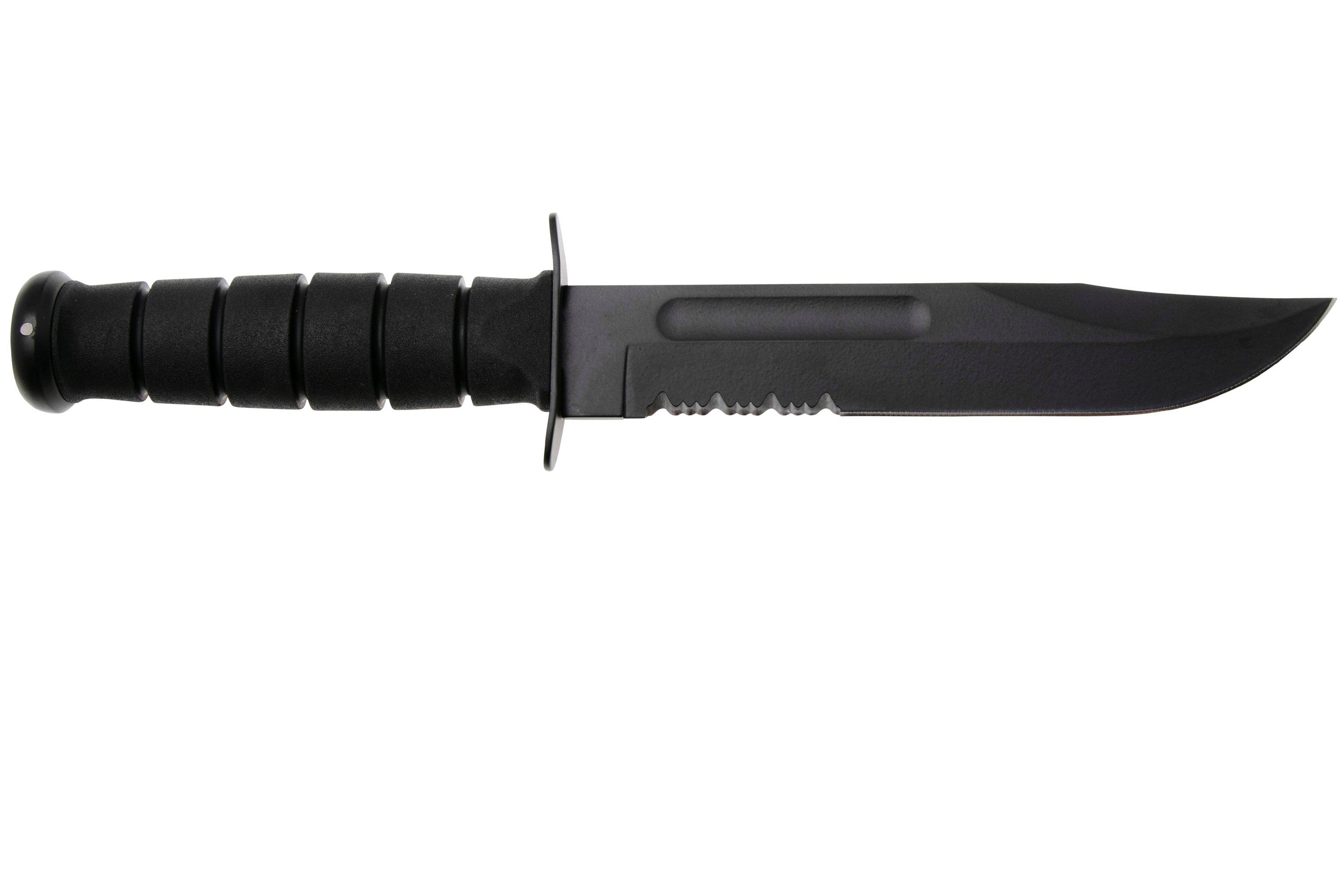 KA-BAR 1212 partially serrated, fixed knife, leather sheath ...