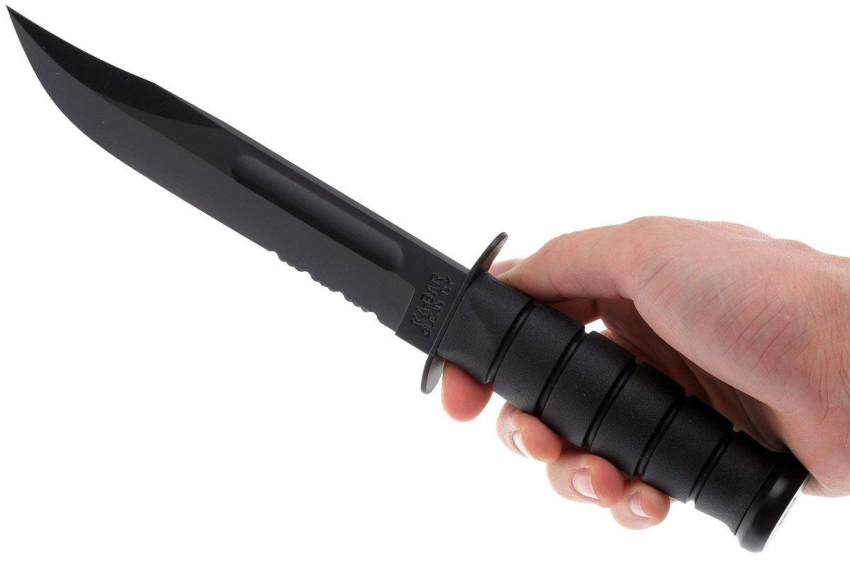 KA-BAR USMC 1214 partly serrated, Kraton, kydex sheath | Advantageously ...