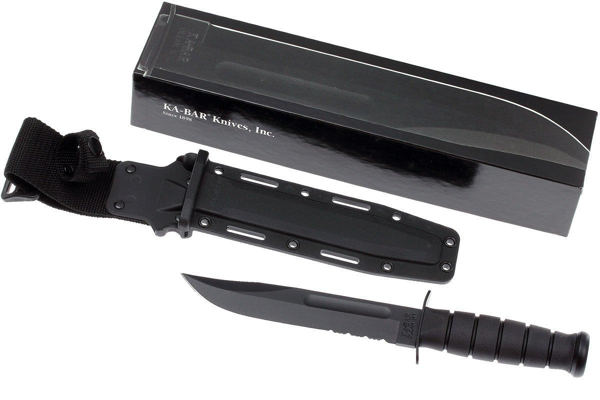 KA-BAR USMC 1214 partly serrated, Kraton, kydex sheath | Advantageously ...