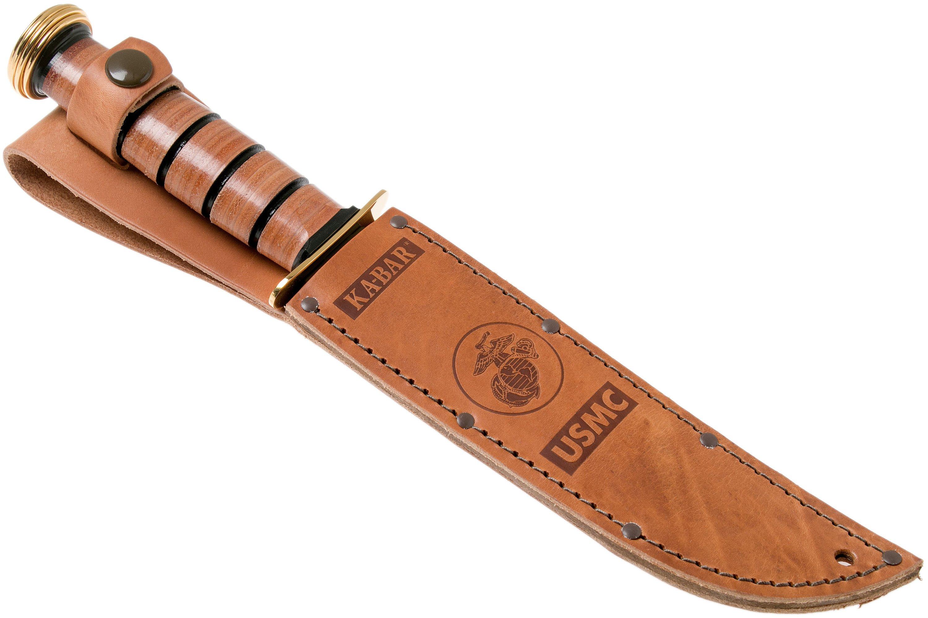 ka-bar-usmc-presentation-grade-knife-1215-fixed-knife-leather-sheath