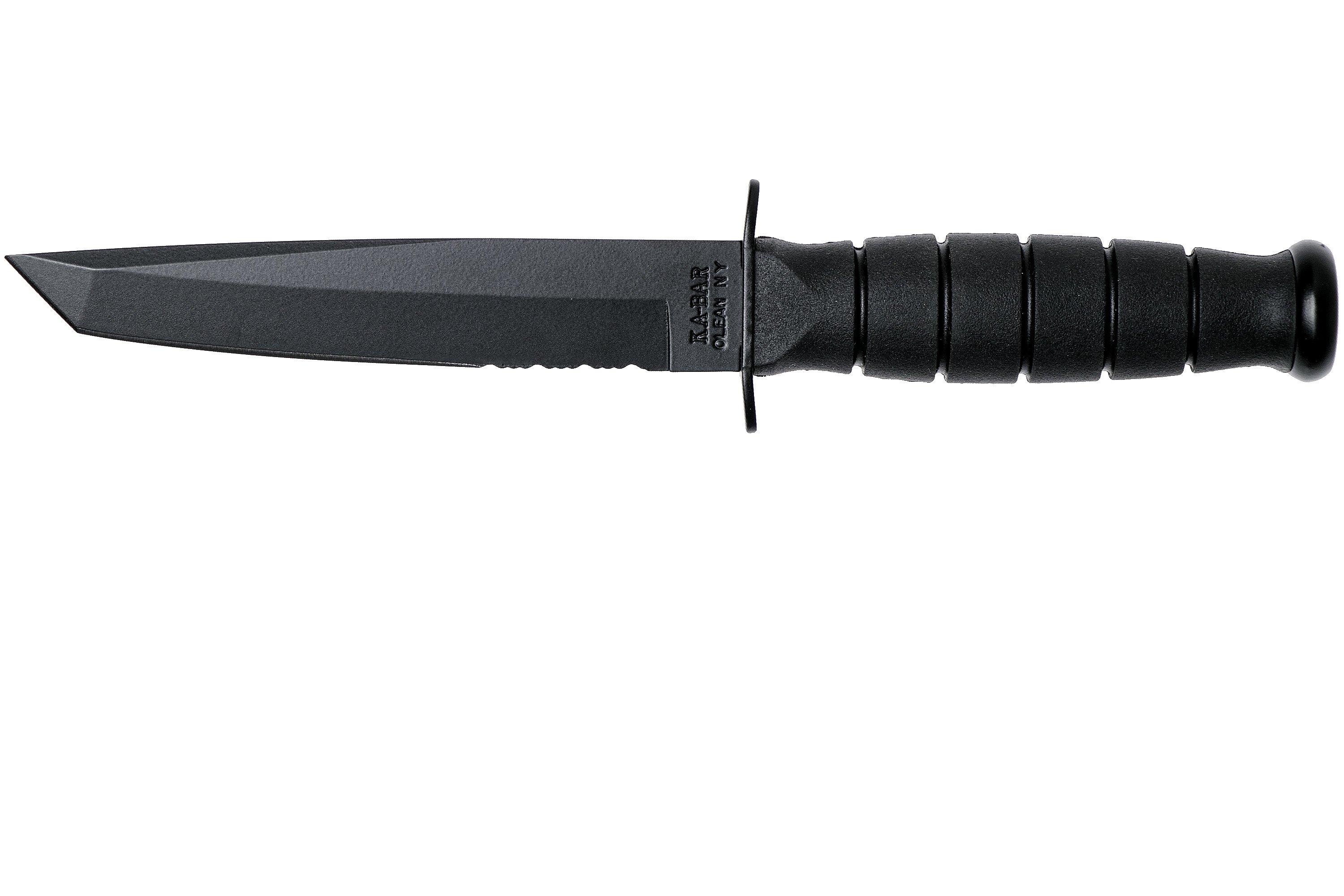 KA-BAR Short Tanto 1255 partially serrated, leather sheath ...