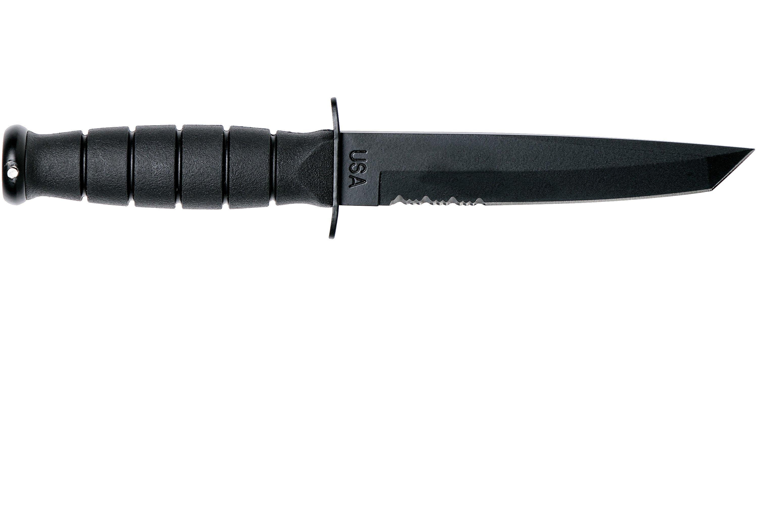 KA-BAR Short Tanto 1255 partially serrated, leather sheath ...