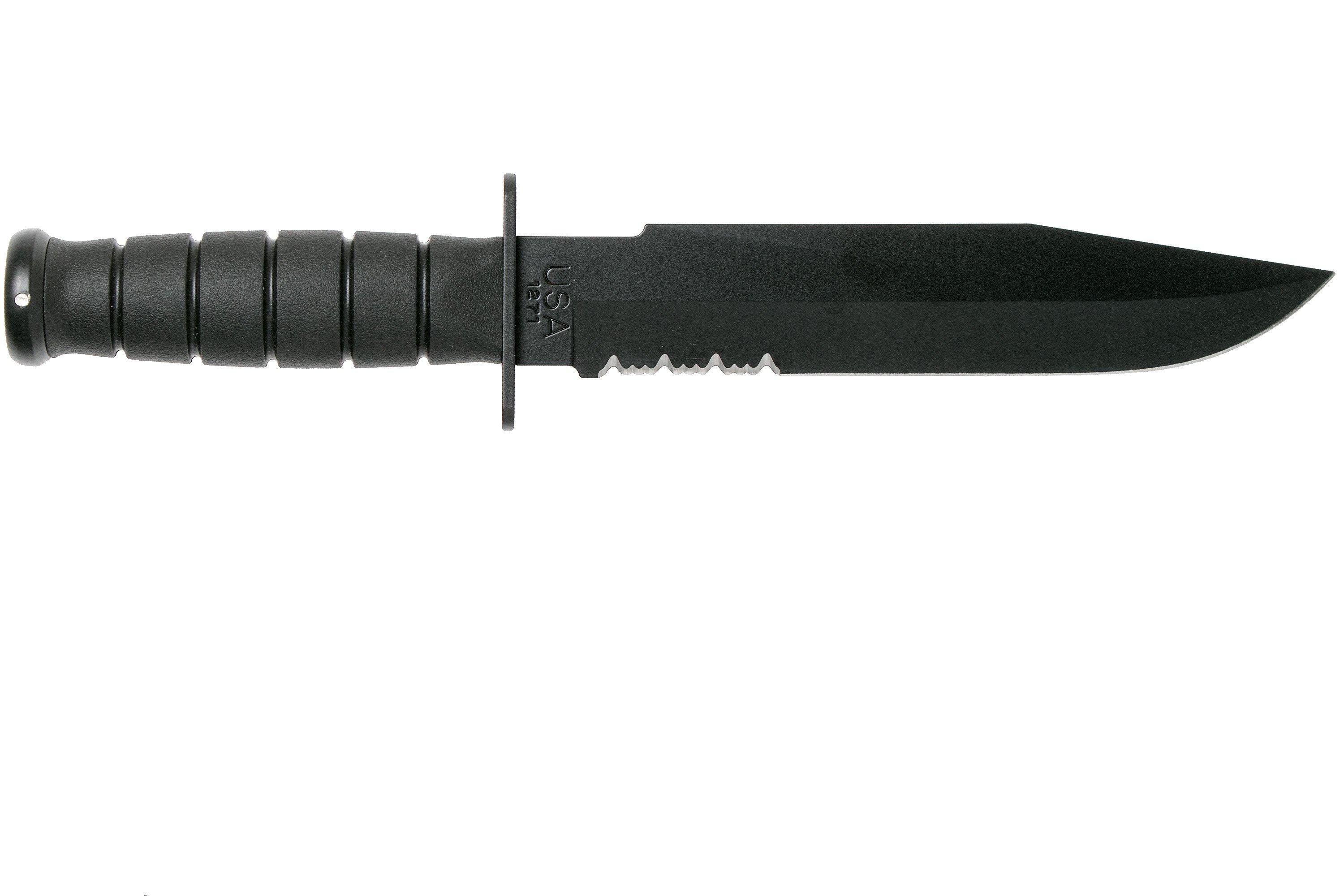 KA-BAR Fighter 1271 partially serrated, fixed knife, kydex sheath ...