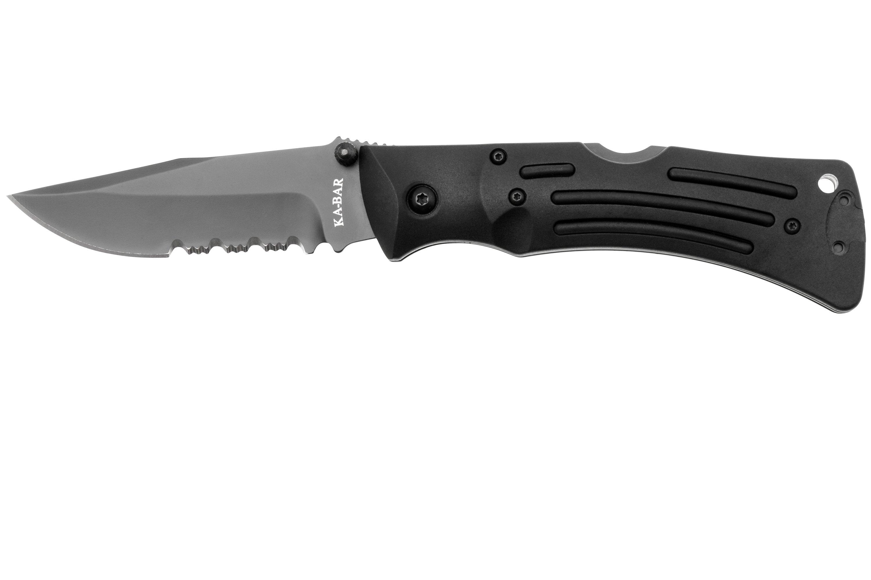KA-BAR Mule Folder 3051CP Clippoint Serrated, Black Polyester Sheath ...