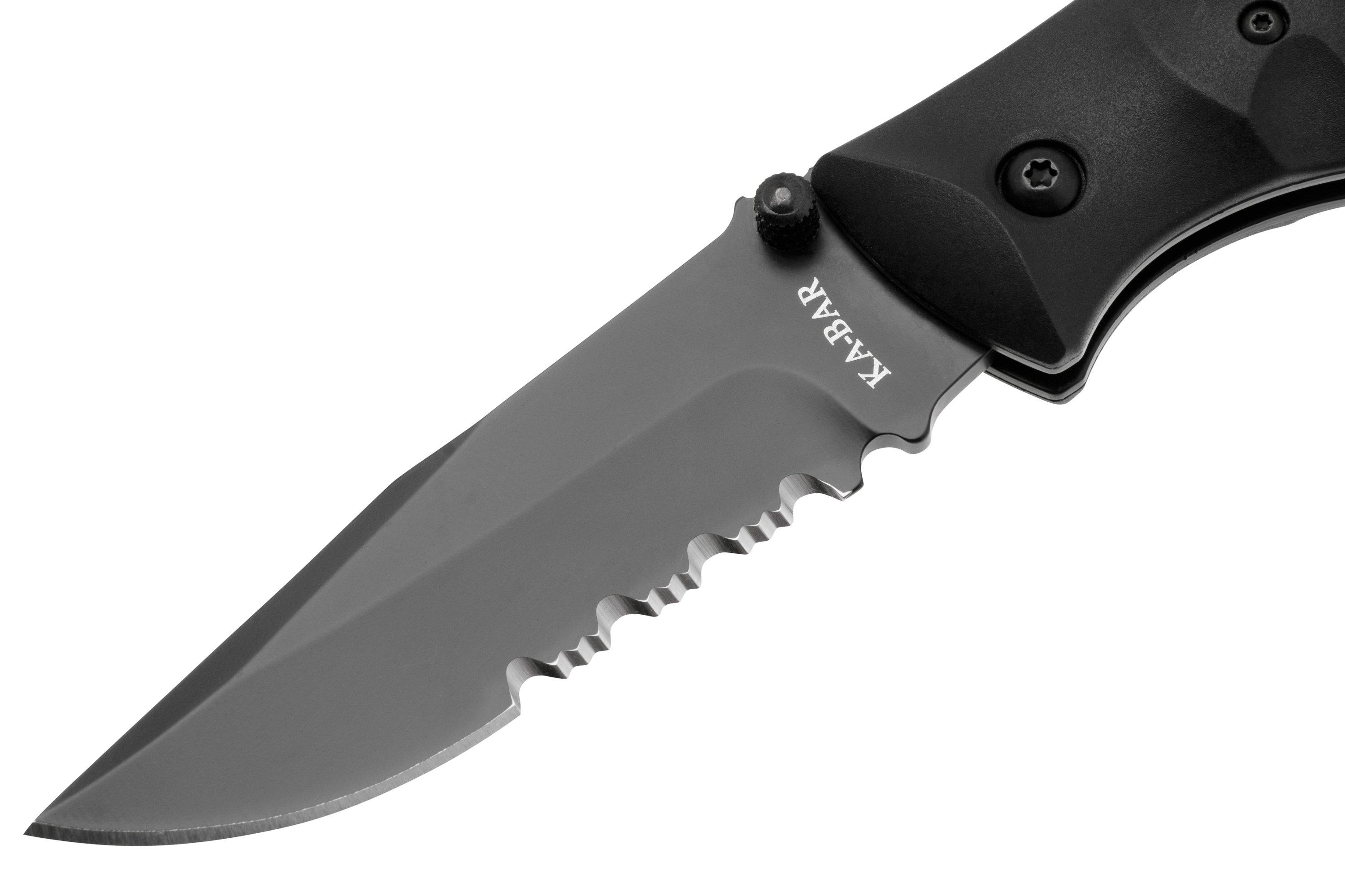 KA-BAR Mule Folder 3051CP Clippoint Serrated, Black Polyester Sheath ...
