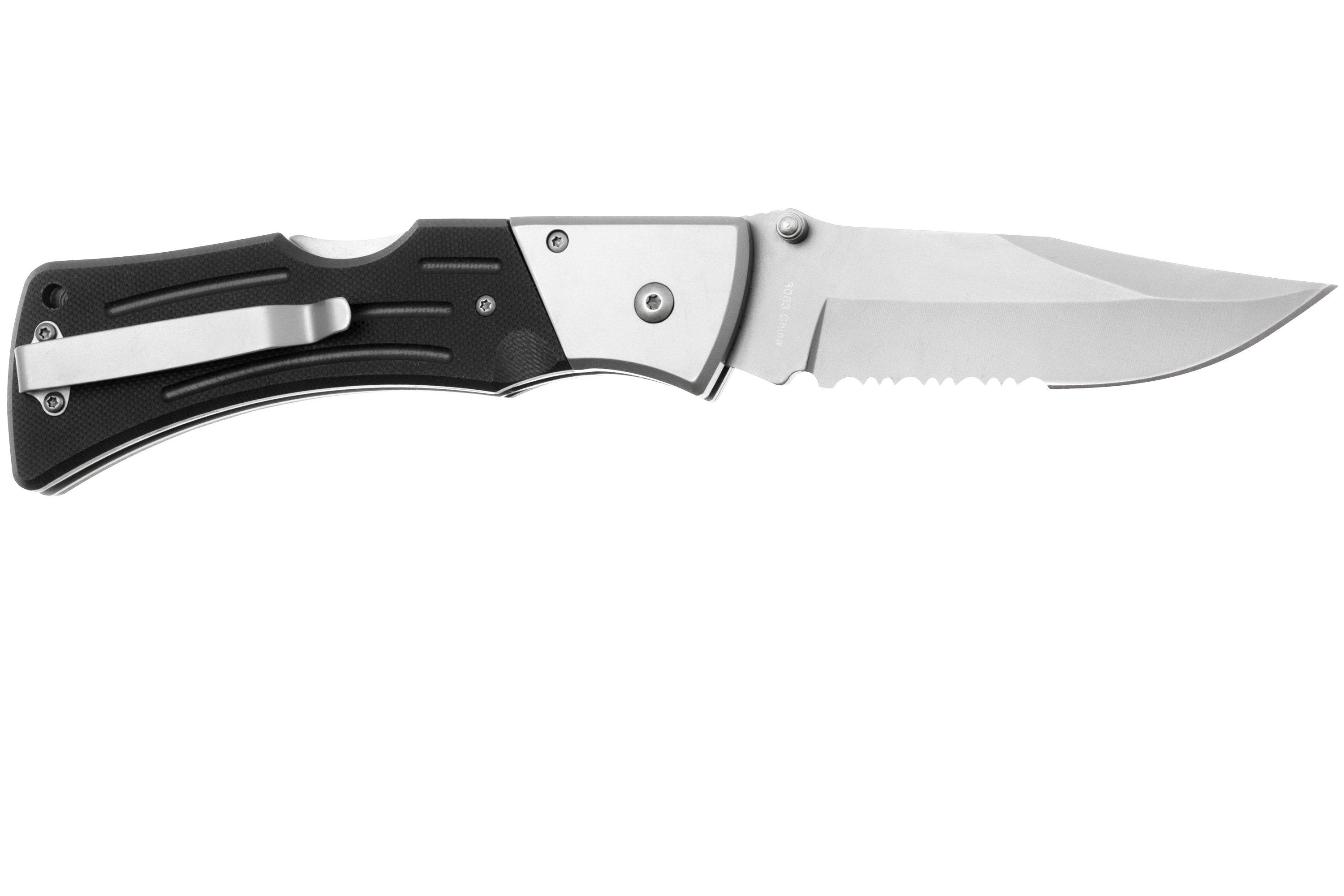 KA-BAR Mule Folder 3063 Clippoint Serrated, Black G10, tactical pocket ...