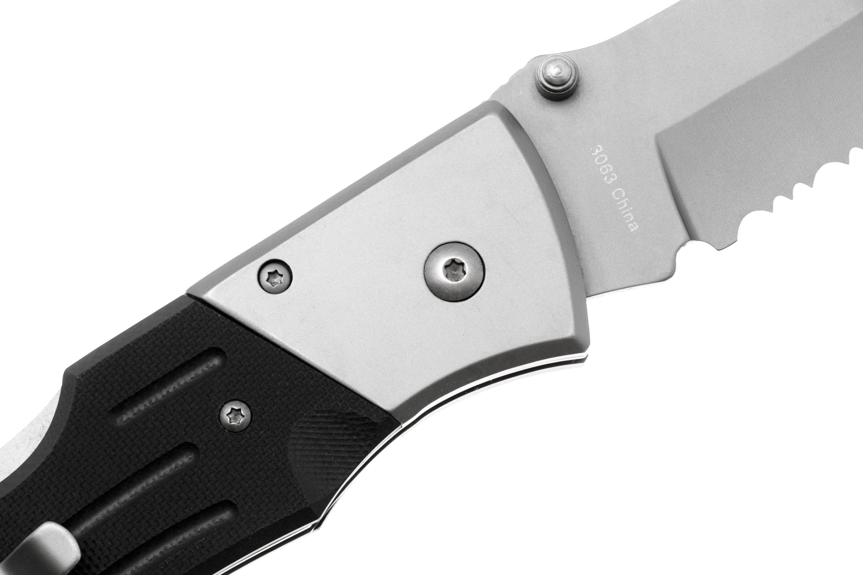 KA-BAR Mule Folder 3063 Clippoint Serrated, Black G10, tactical pocket ...