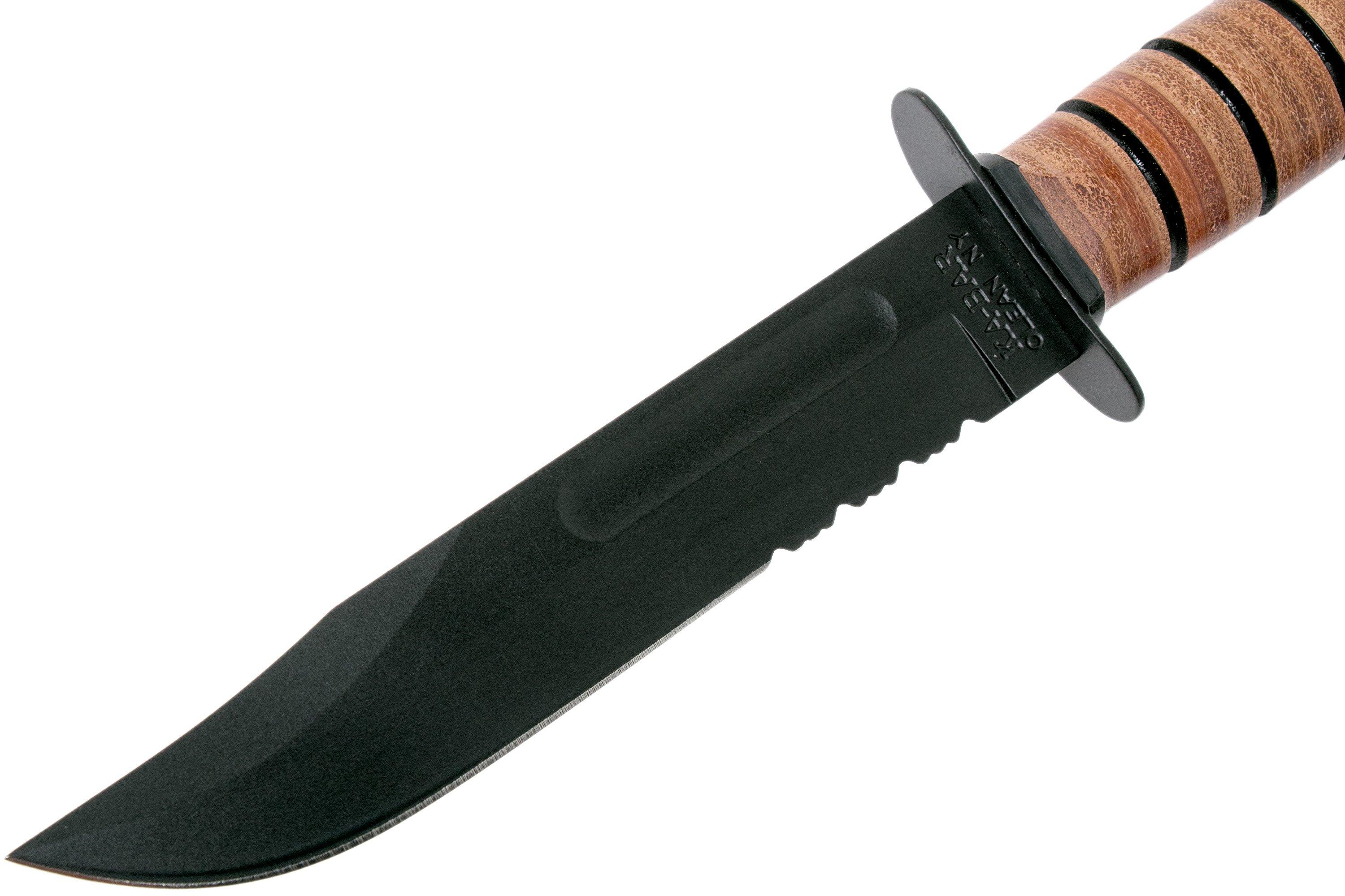 KA-BAR USMC 5018 partially serrated, leather, plastic sheath ...