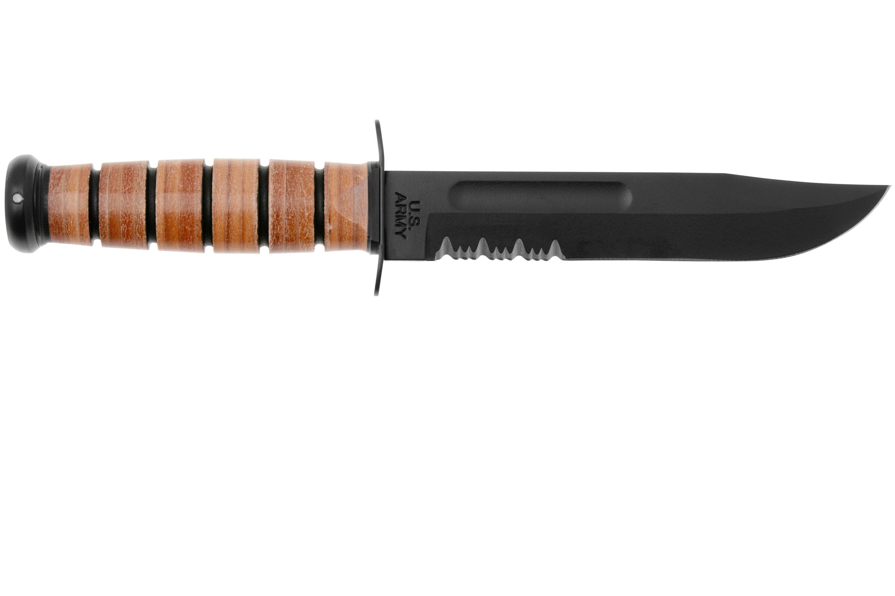 KA-BAR U.S. Army Knife 5019 parzialmente serrato, fodero in FRN ...