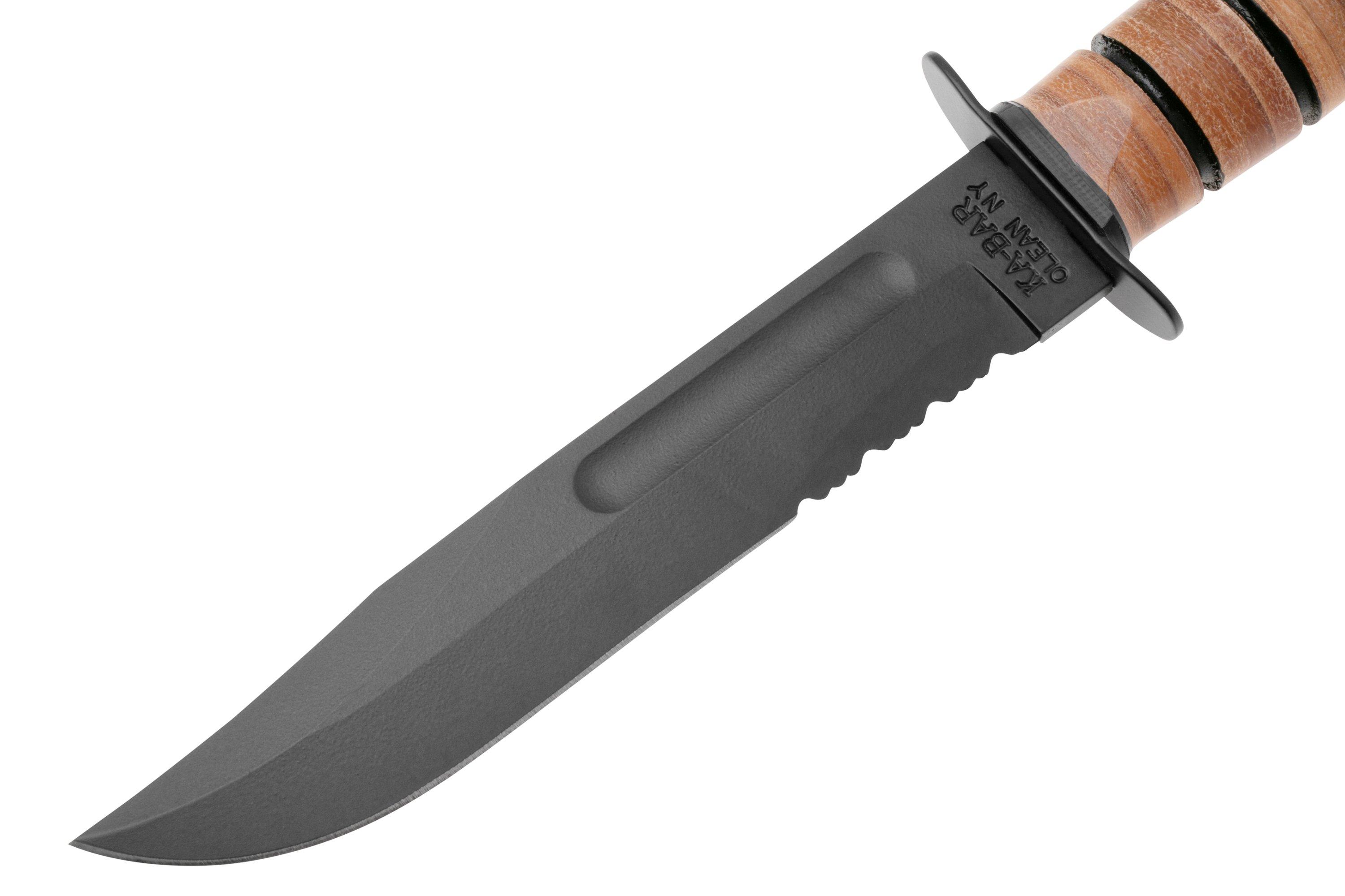 KA-BAR U.S. Army Knife 5019 parzialmente serrato, fodero in FRN ...
