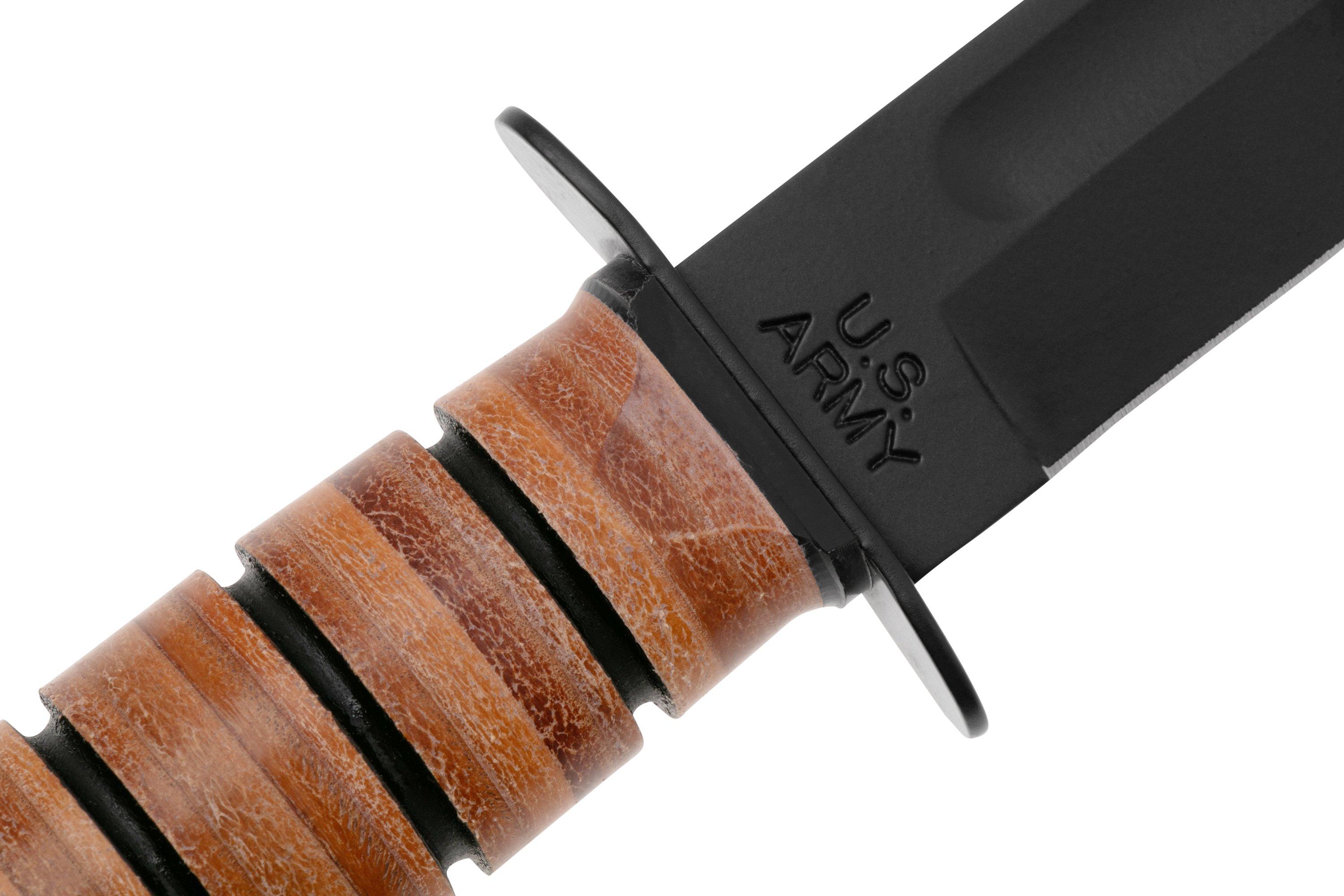 KA-BAR U.S. Army Knife 5020 Plain Edge, Leather, FRN sheath, survival ...