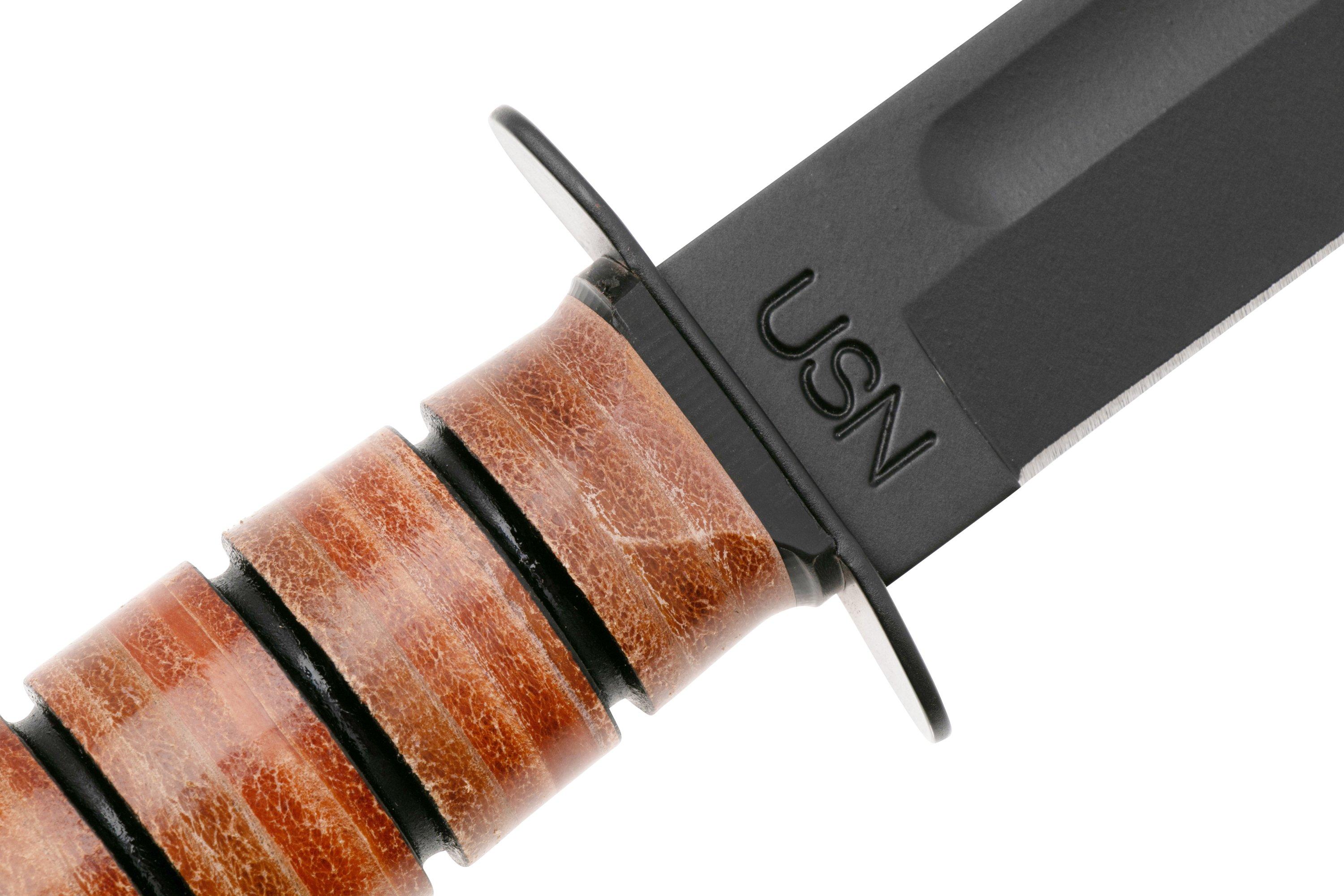 KA-BAR USN 5025 Plain Edge, Leather, FRN sheath, survival knife ...