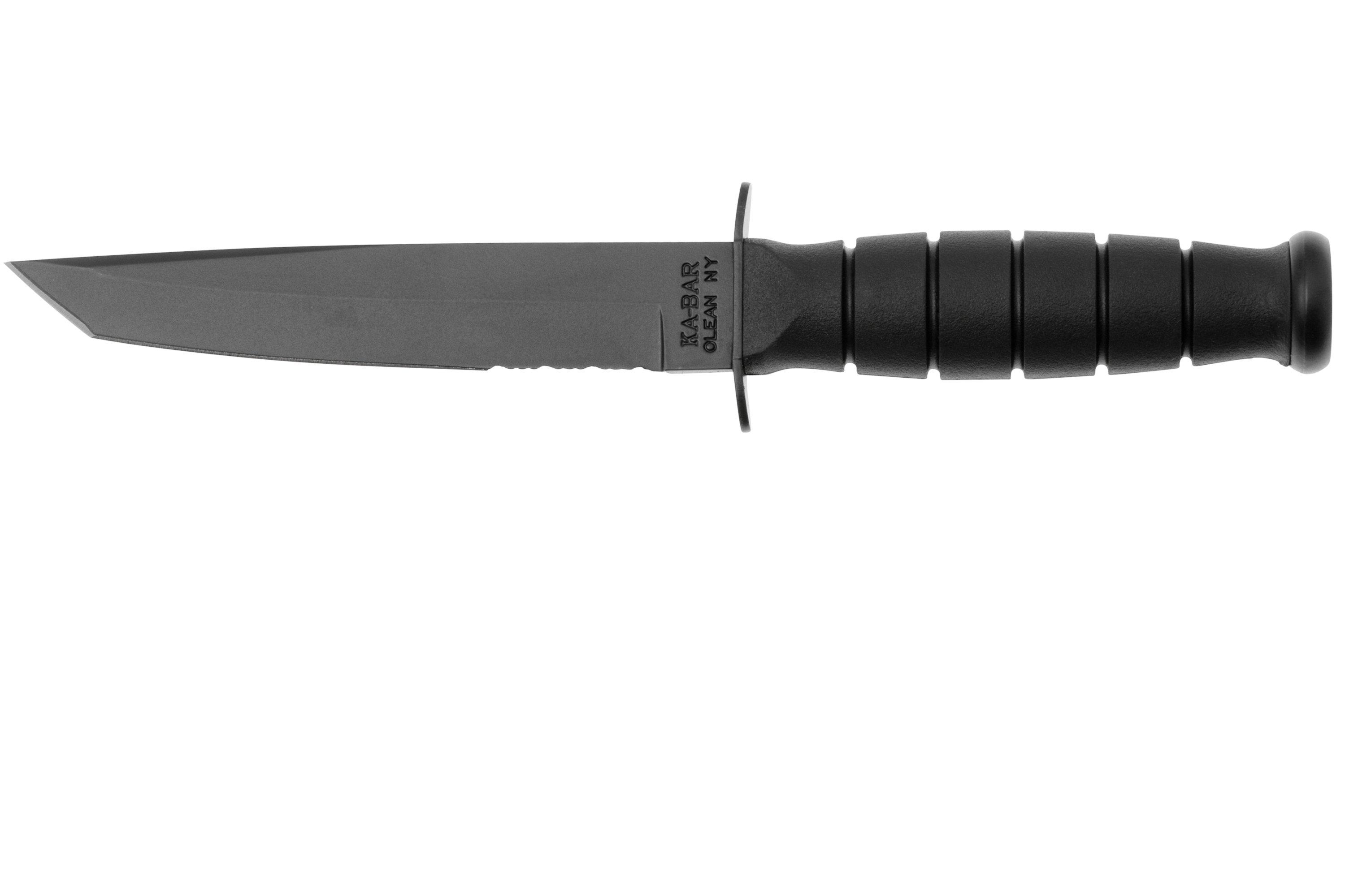 KA-BAR 5055 Short Tanto, Serrated Black, Kydex sheath, fixed knife ...