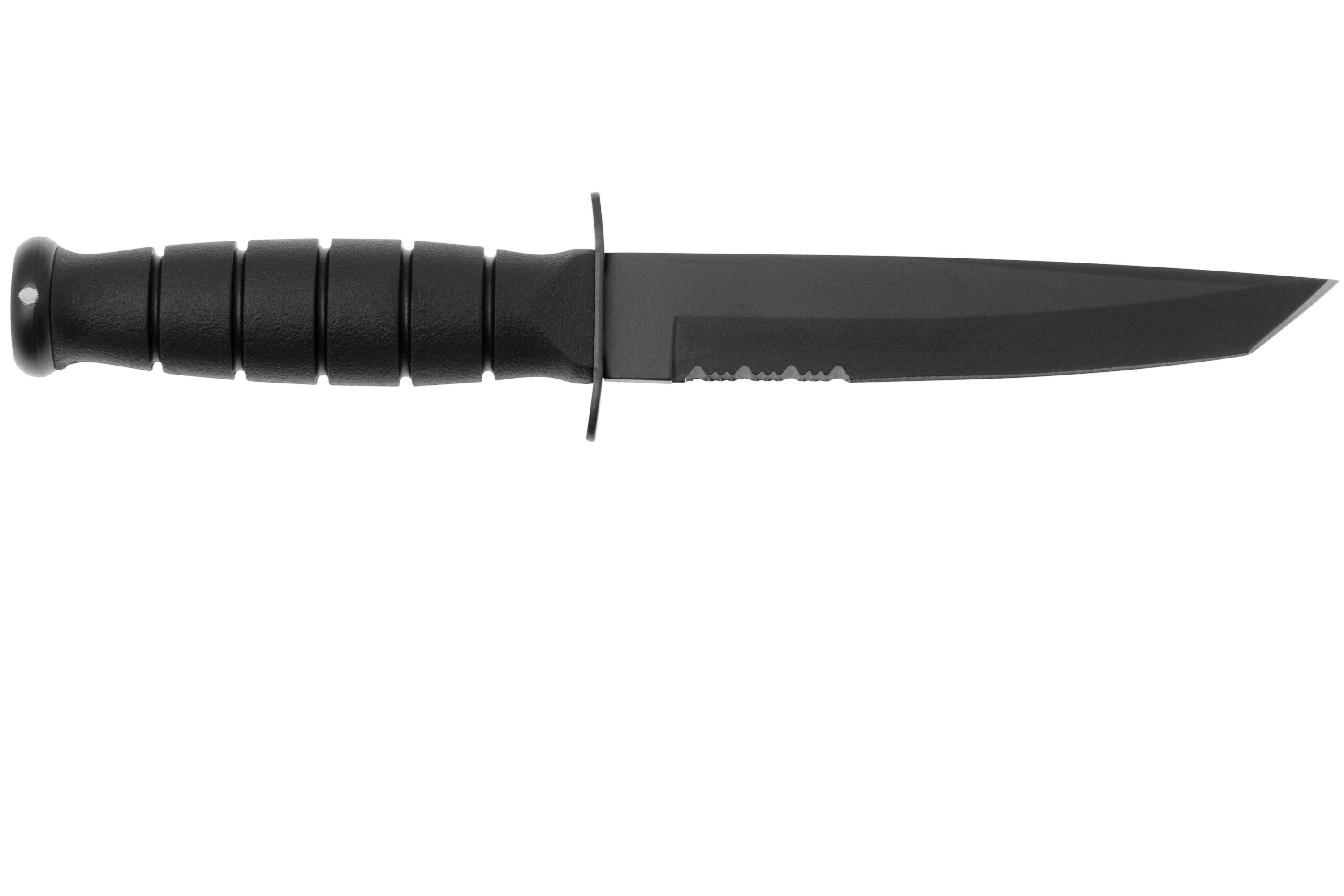 KA-BAR 5055 Short Tanto, Serrated Black, Kydex sheath, fixed knife ...