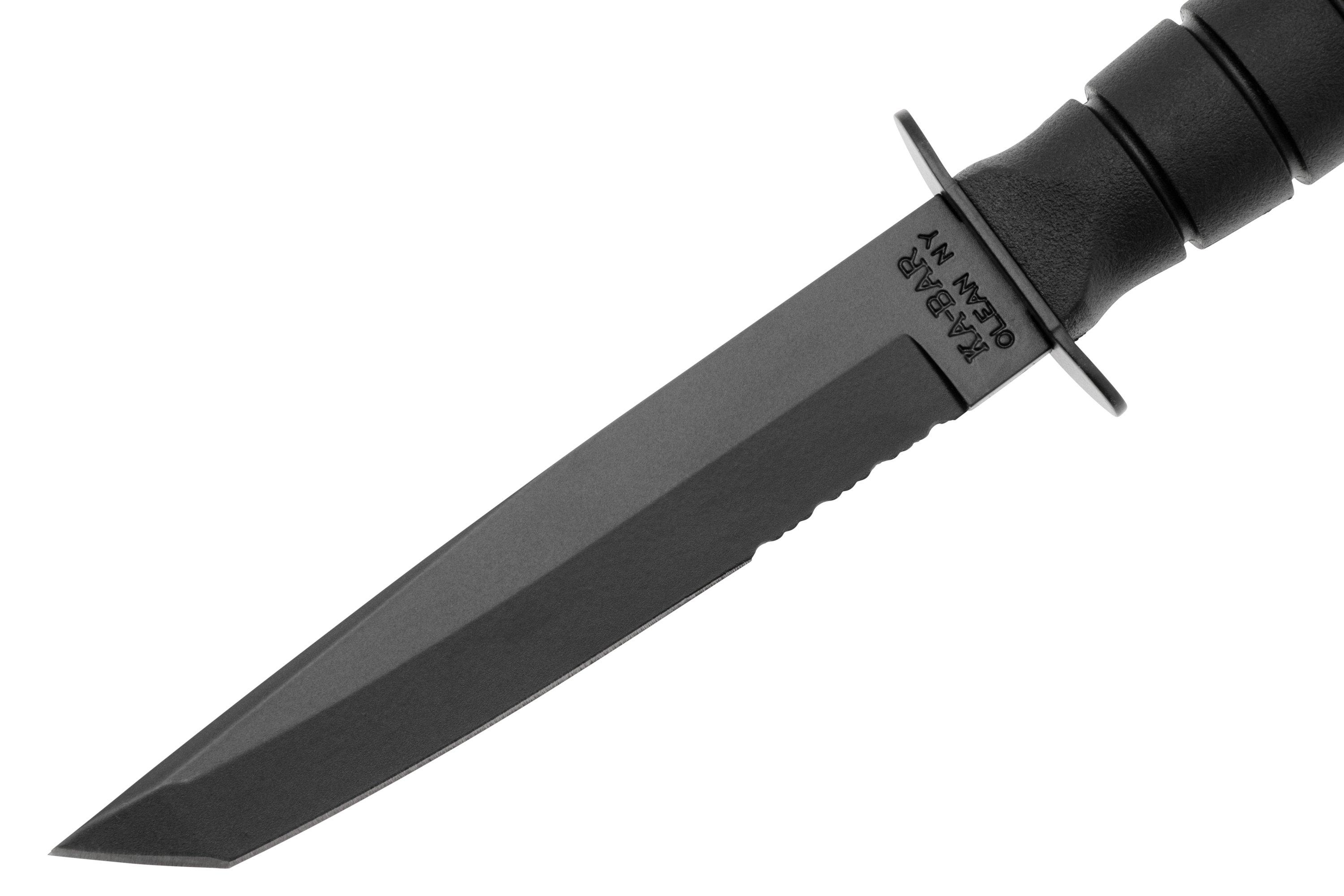 KA-BAR 5055 Short Tanto, Serrated Black, Kydex sheath, fixed knife ...