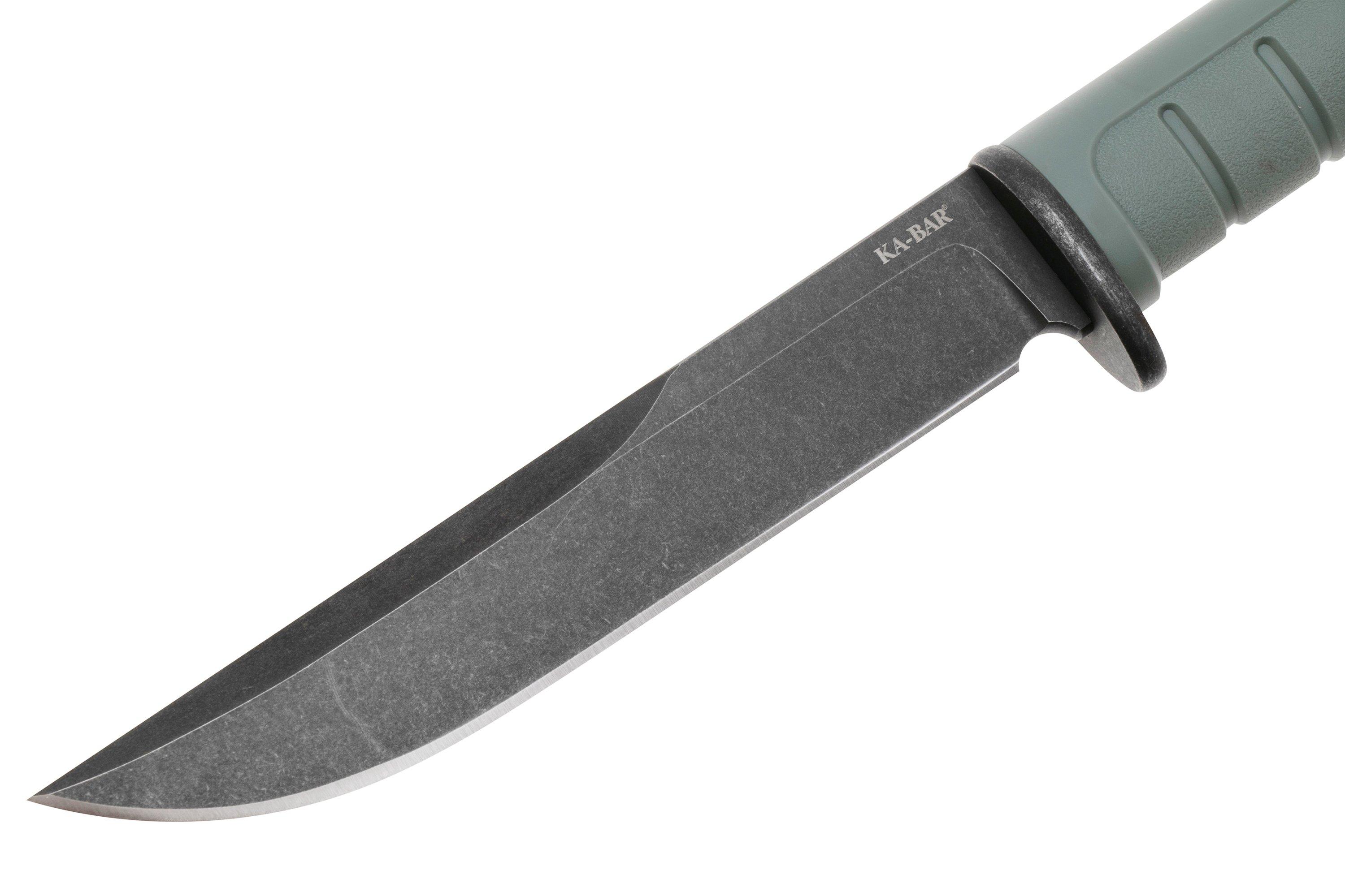KA-BAR Dust I 6100, Blackwashed D2, Grey-Green GFN, fixed knife ...