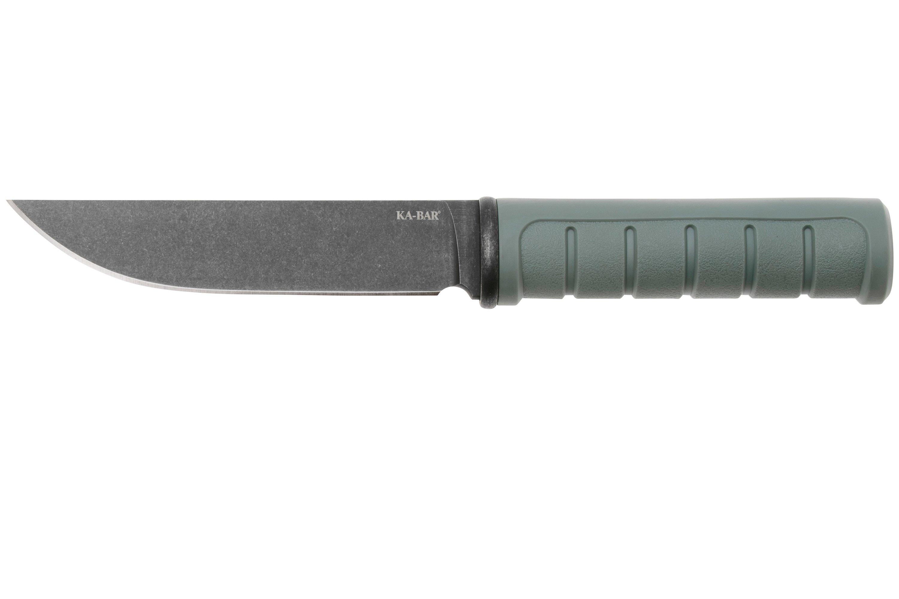 KA-BAR Dust II 6101, Blackwashed D2, Grey-Green GFN, vaststaand mes ...