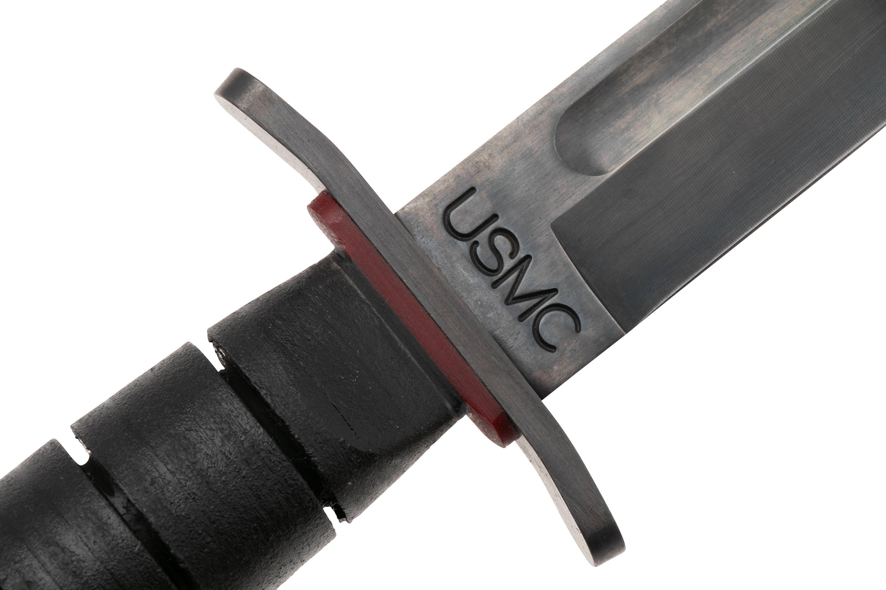 KA-BAR State & Union USMC Red Spacer SU6417, Gun Blued 1095CV, Stacked ...