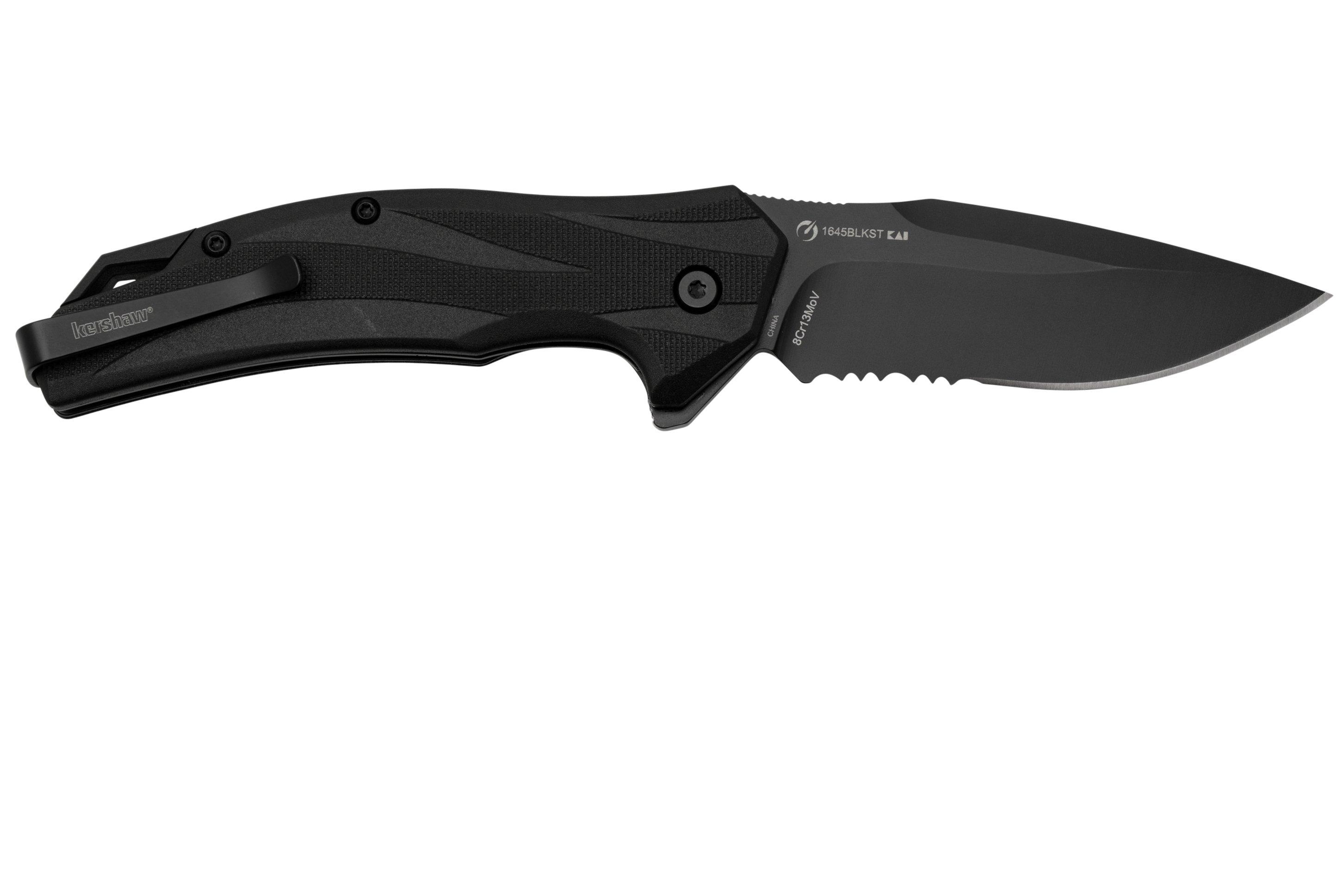 Kershaw Lateral Black Serrated 1645 Assisted Black FRN pocket knife ...