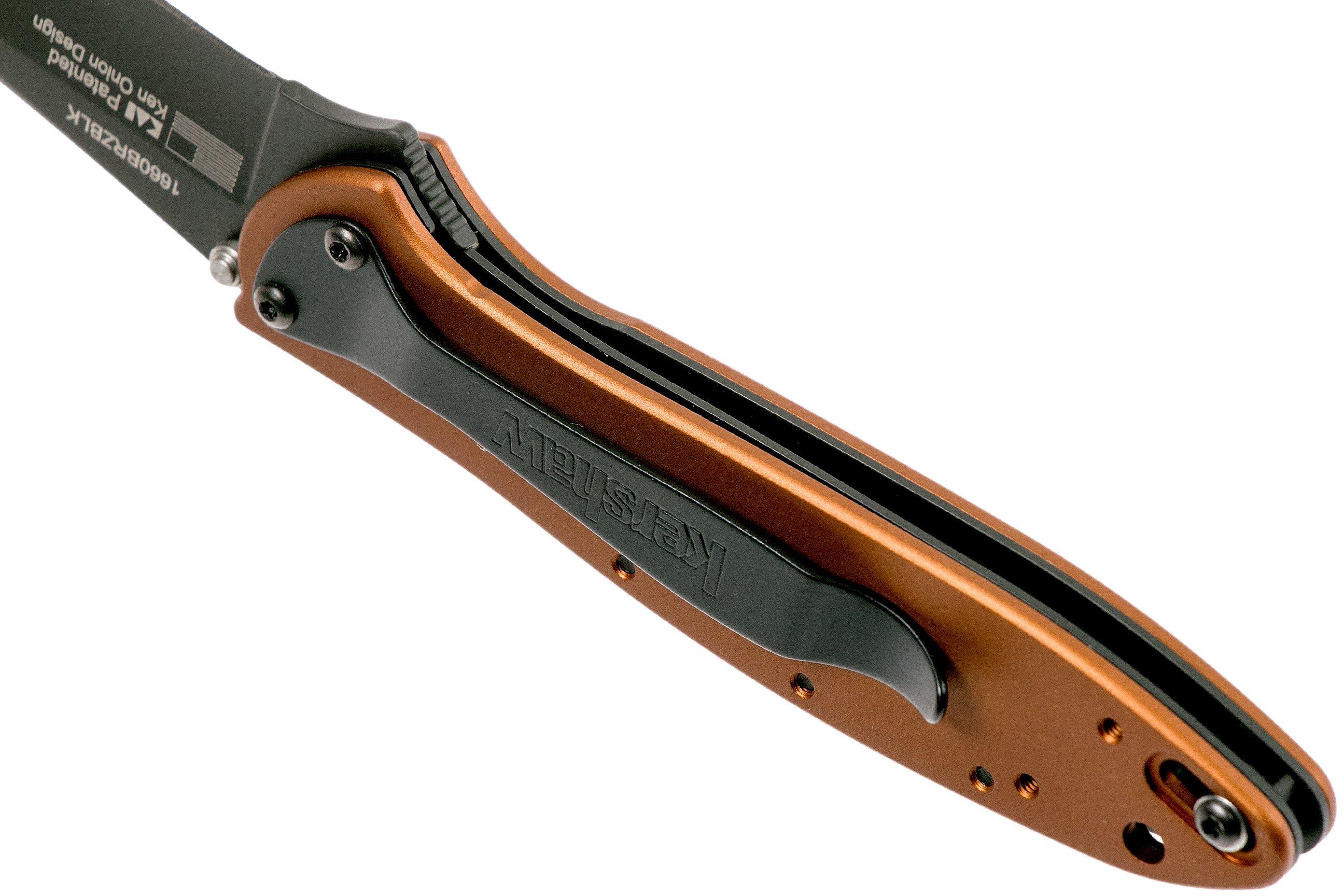 Kershaw Leek 1660BRZBLK pocket knife, Ken Onion Design | Advantageously ...