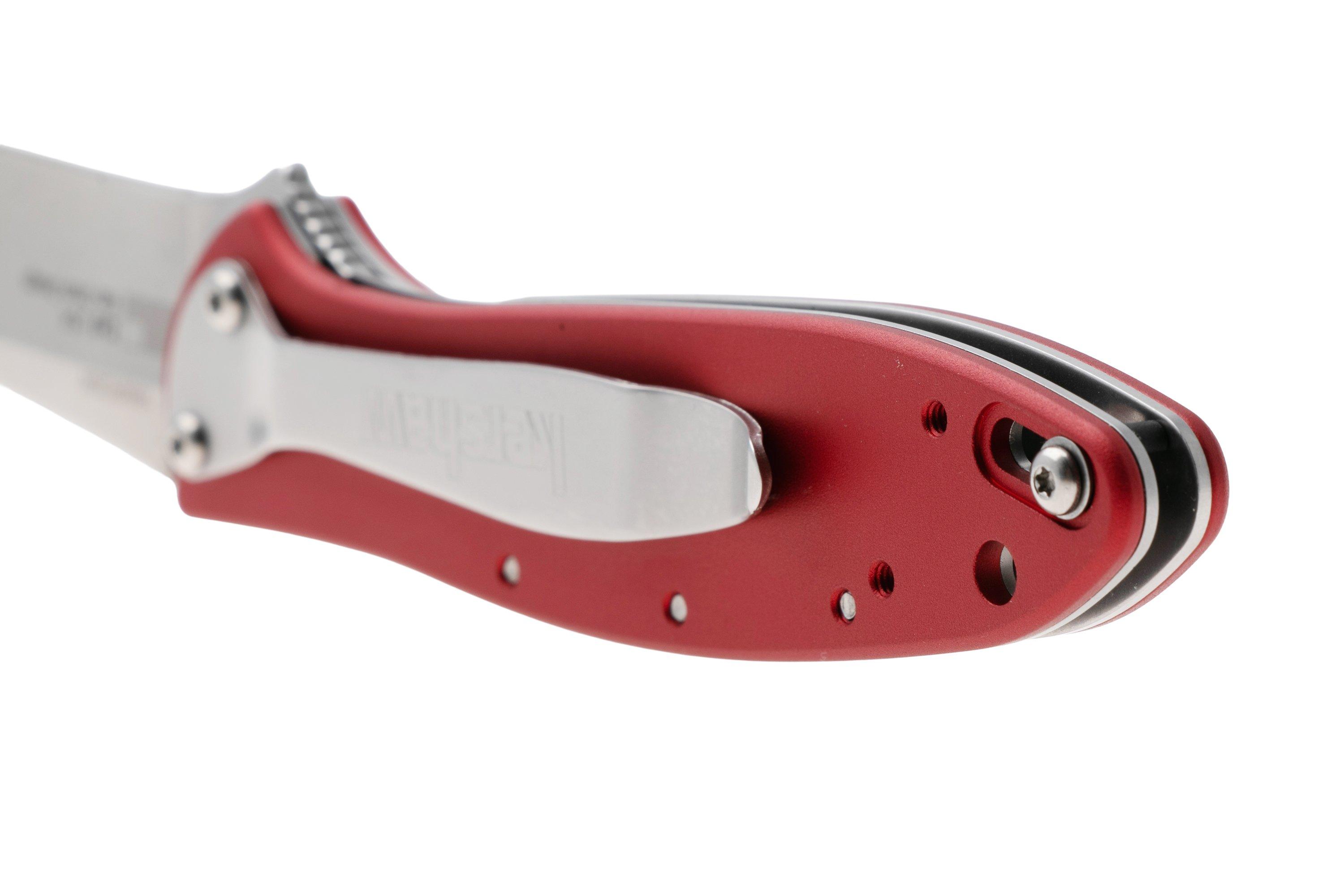Kershaw Leek 1660RDSW, Stonewashed 14C28N, Red Aluminum pocket knife ...