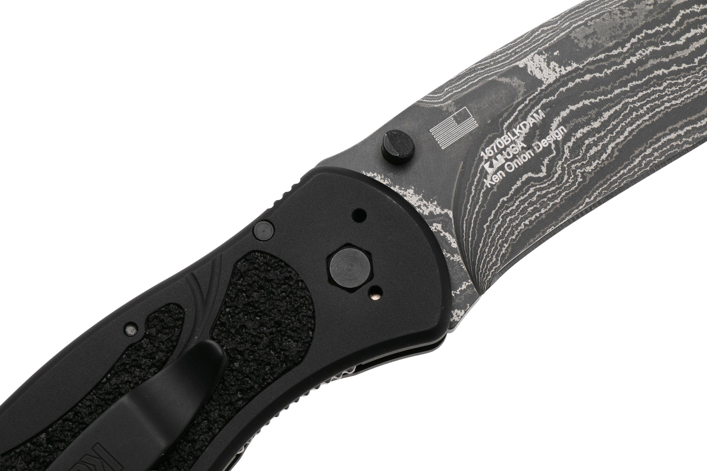 Kershaw Blur 1670BLKDAM, Damascus, Black Aluminum pocket knife, Ken ...