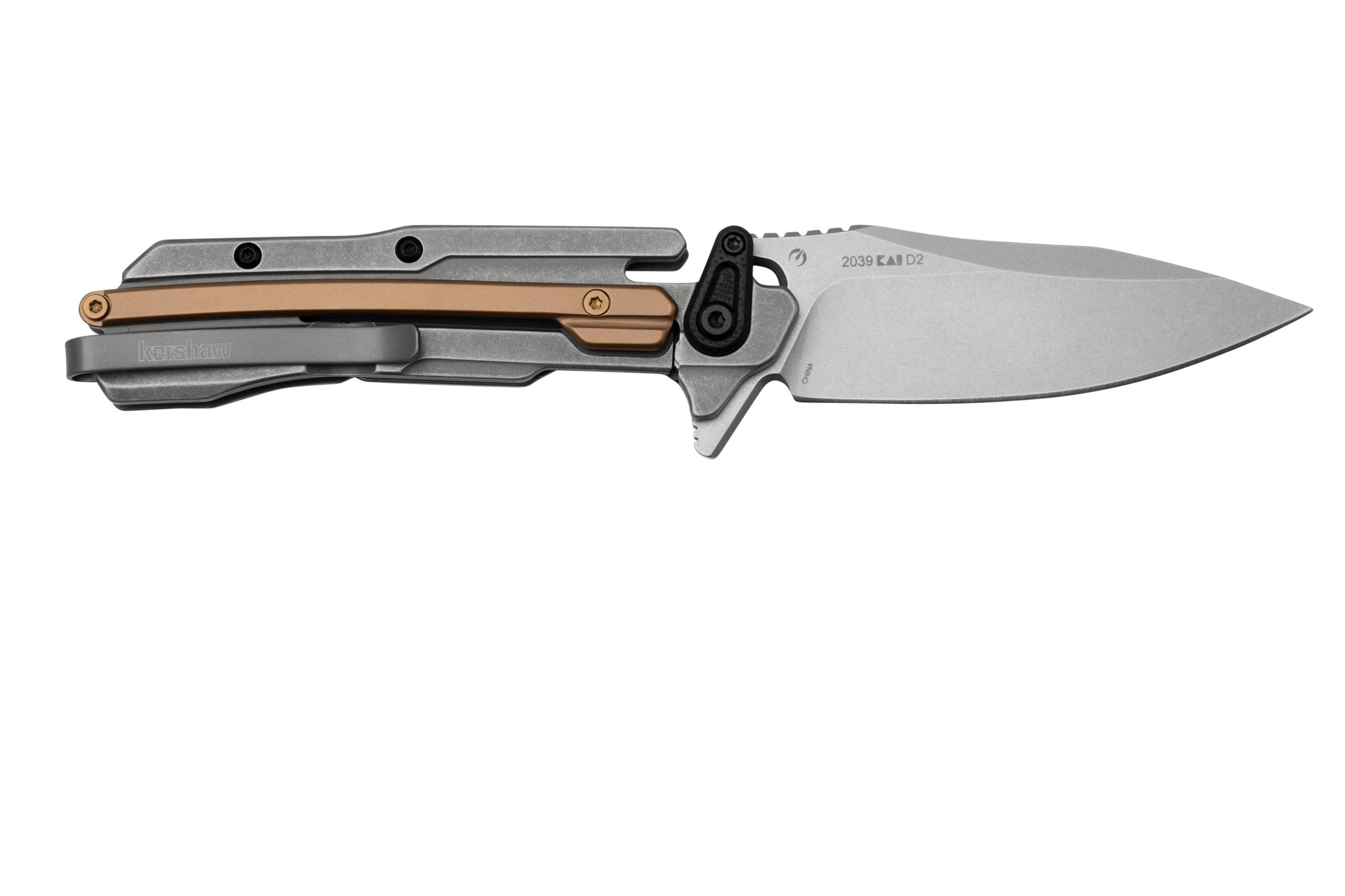 Kershaw Frontrunner 2039 Flipper Gray & Bronze Stainless Steel coltello ...