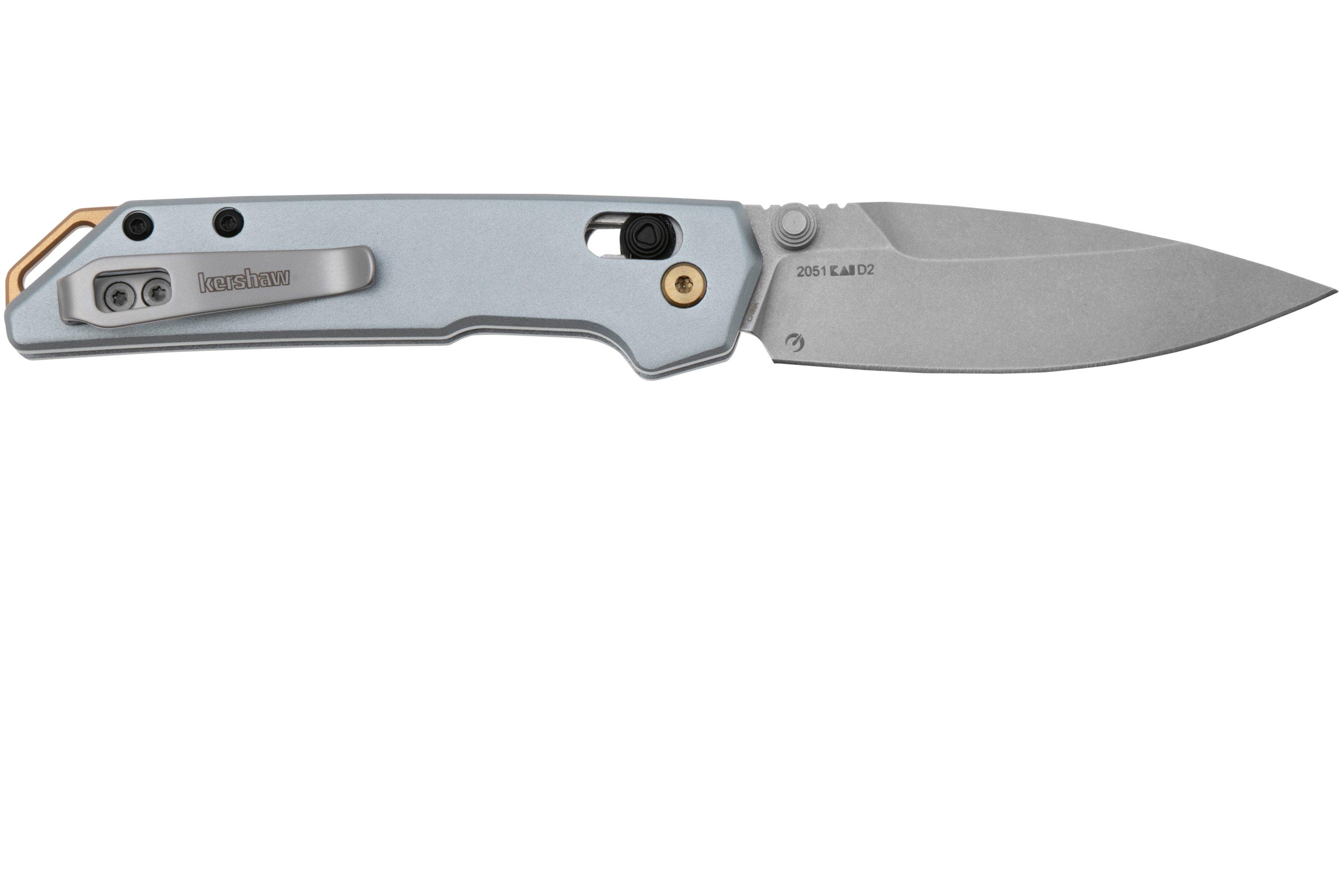 Kershaw Mini Iridium 2051 DuraLock, Stonewashed D2, Ice Blue Aluminum ...
