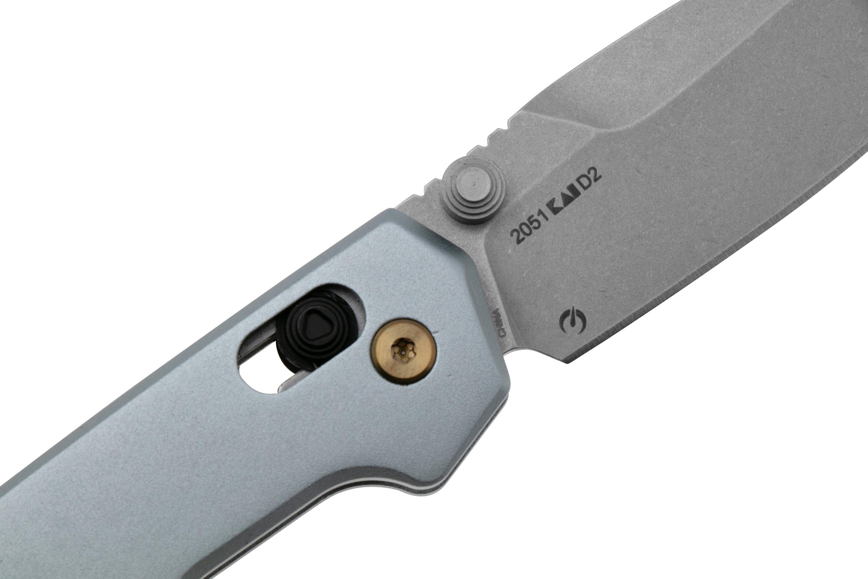 Kershaw Mini Iridium 2051 DuraLock, Stonewashed D2, Ice Blue Aluminum ...