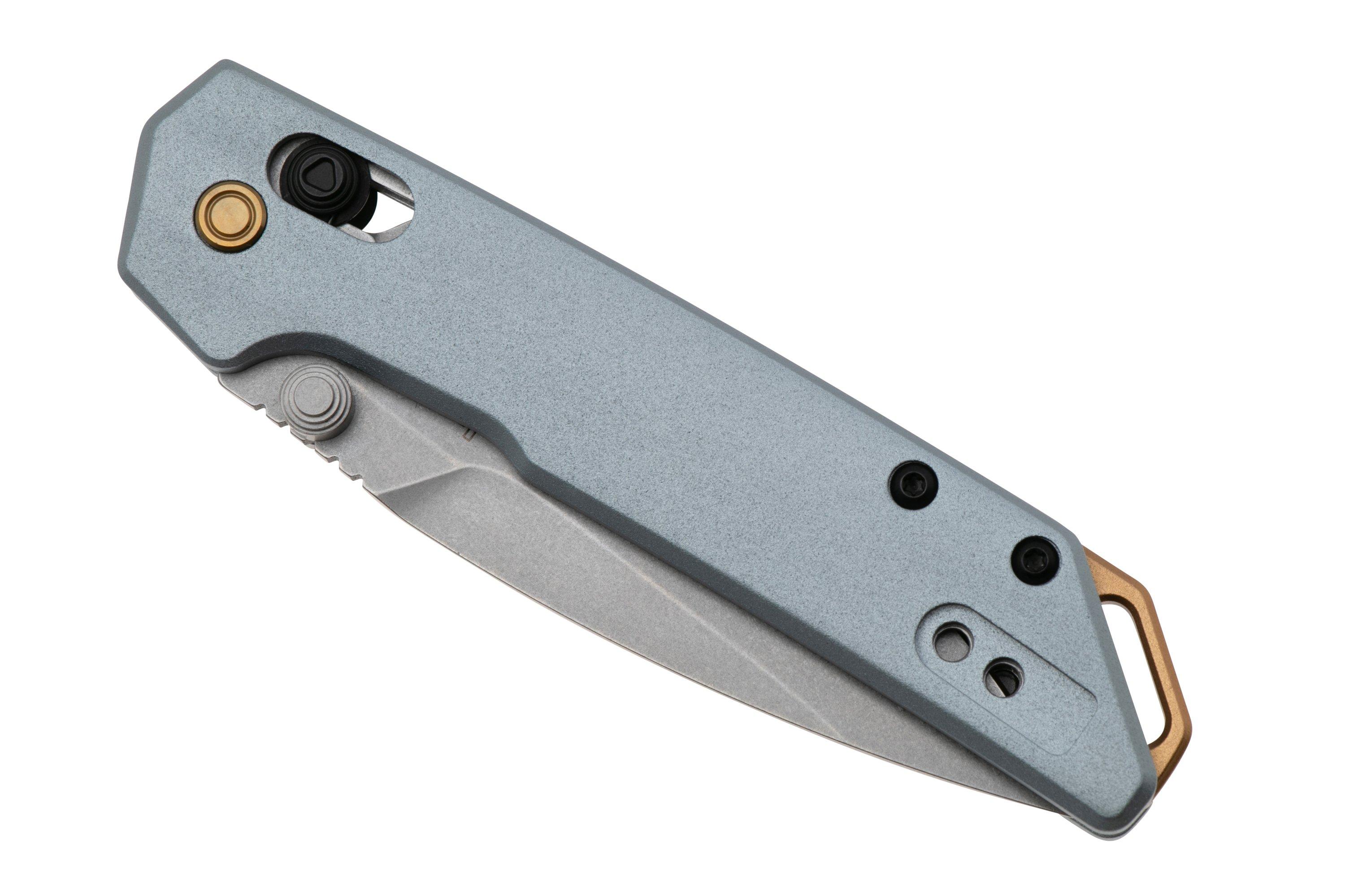 Kershaw Mini Iridium 2051 DuraLock, Stonewashed D2, Ice Blue Aluminum ...