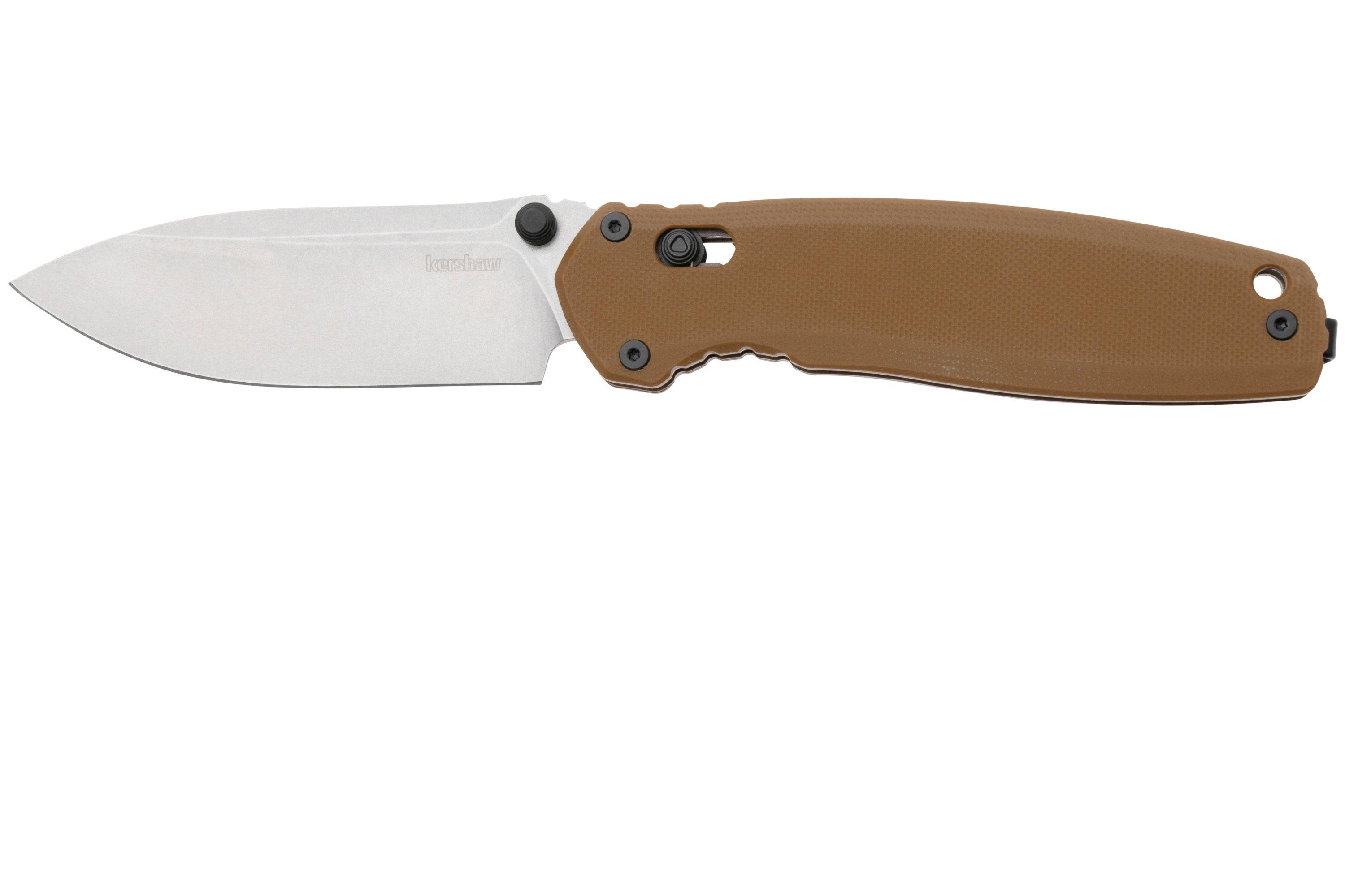 Kershaw Broadside 2052 Stonewashed D2, Tan G10, zakmes | Voordelig ...