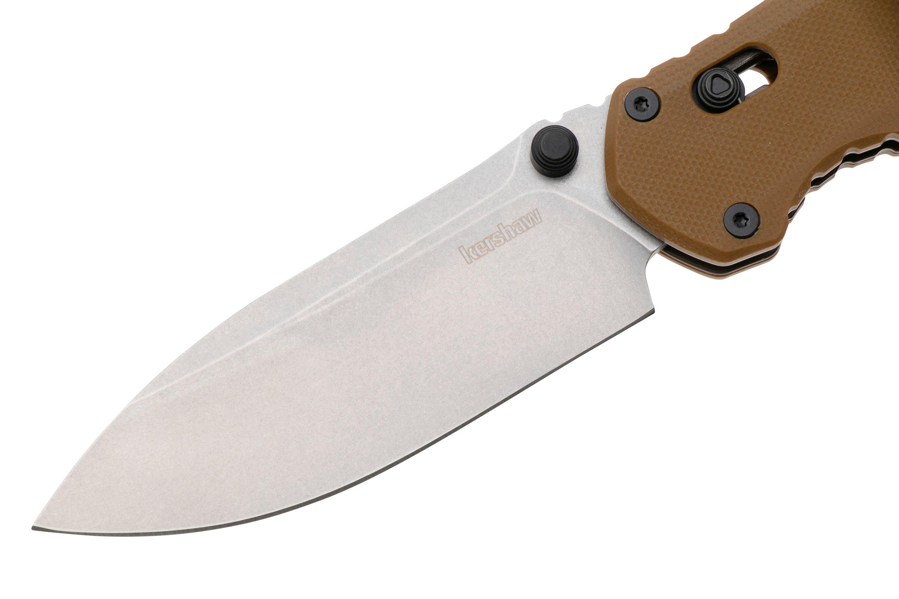Kershaw Broadside 2052 Stonewashed D2, Tan G10, zakmes | Voordelig ...