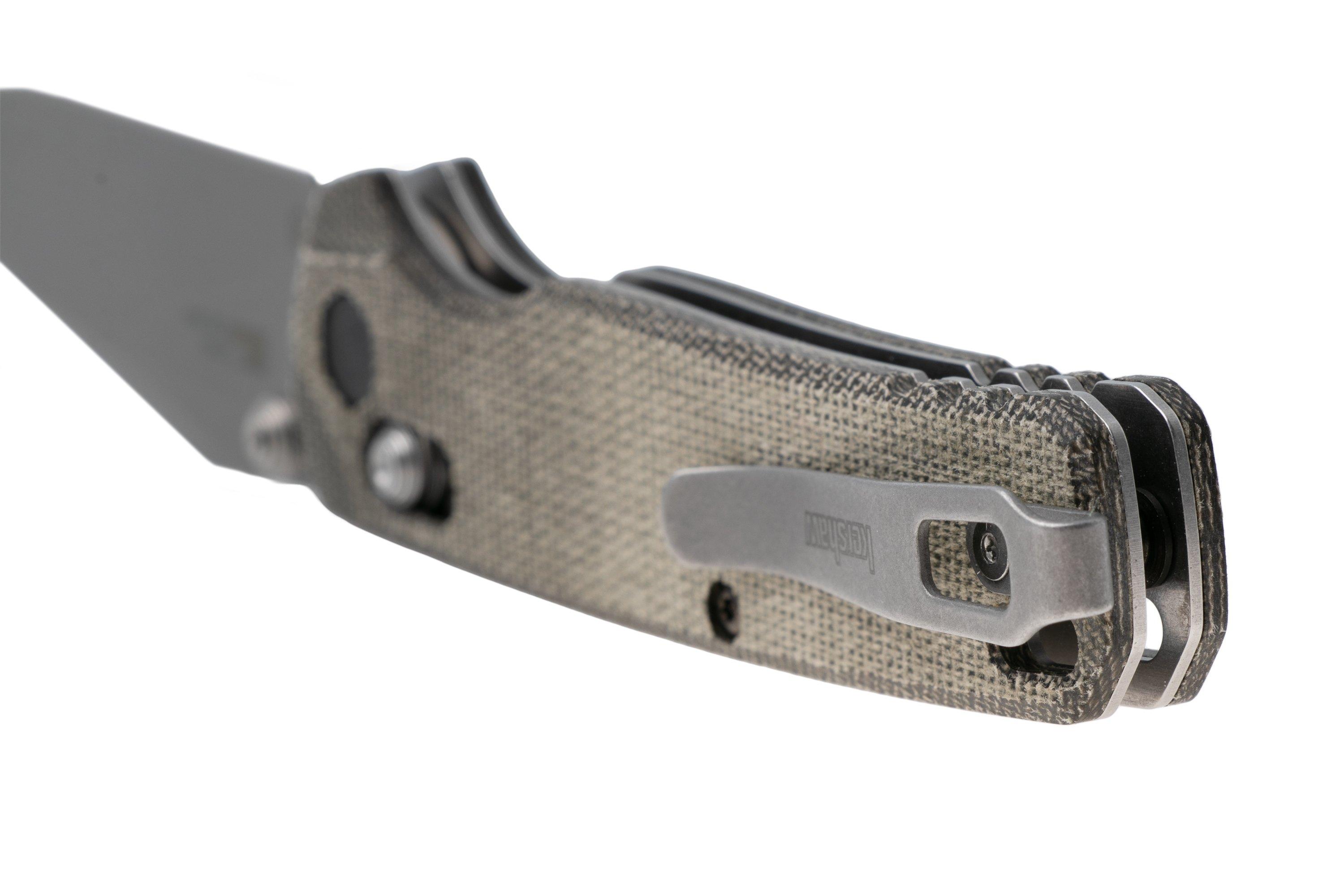 Kershaw Bel Air 6106 Stonewashed MagnaCut Clip Point, Green Micarta ...