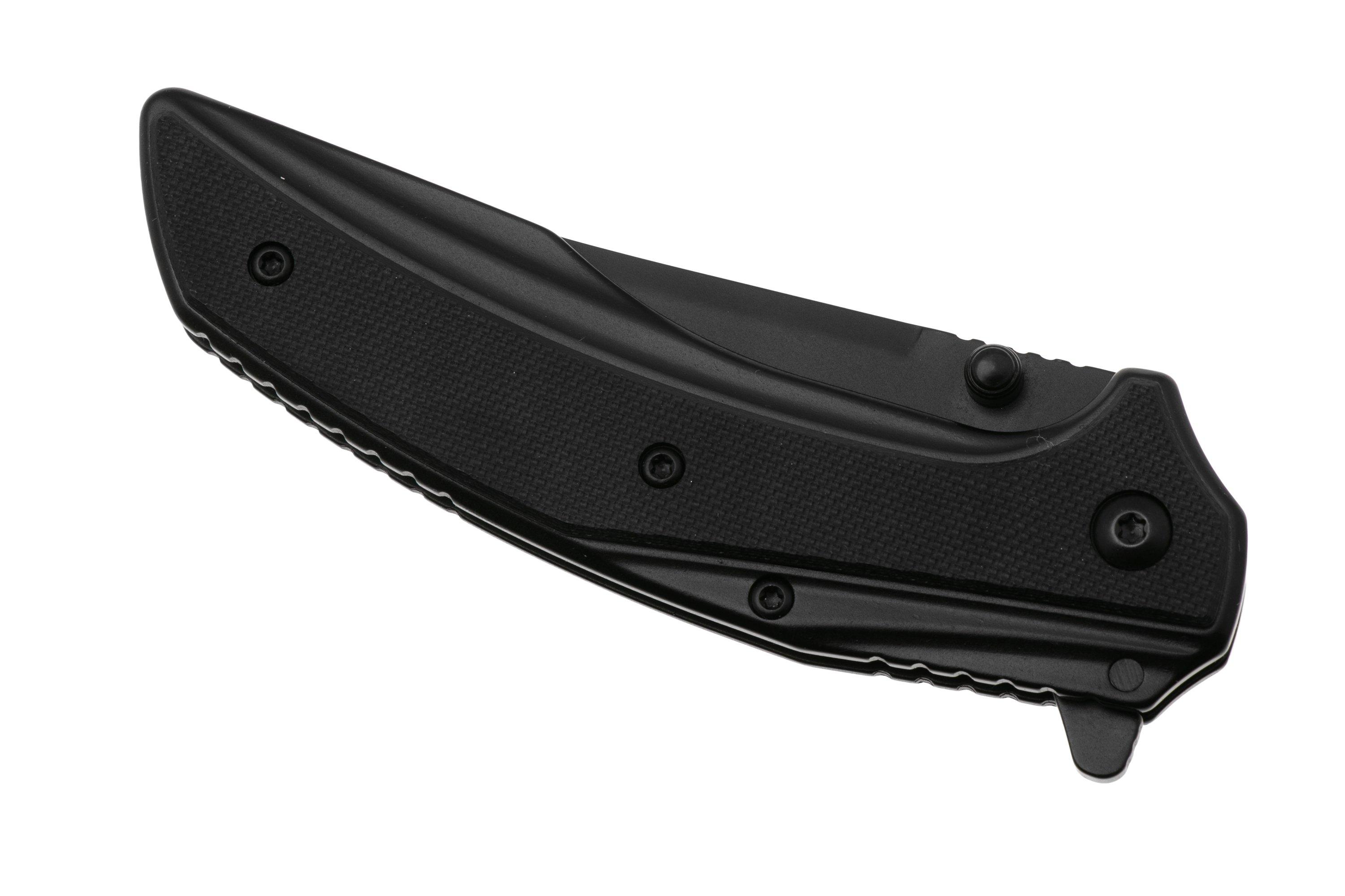Kershaw Outright 8320BLST Black PVD Serrated 8Cr13MoV, Black PVD G10 ...