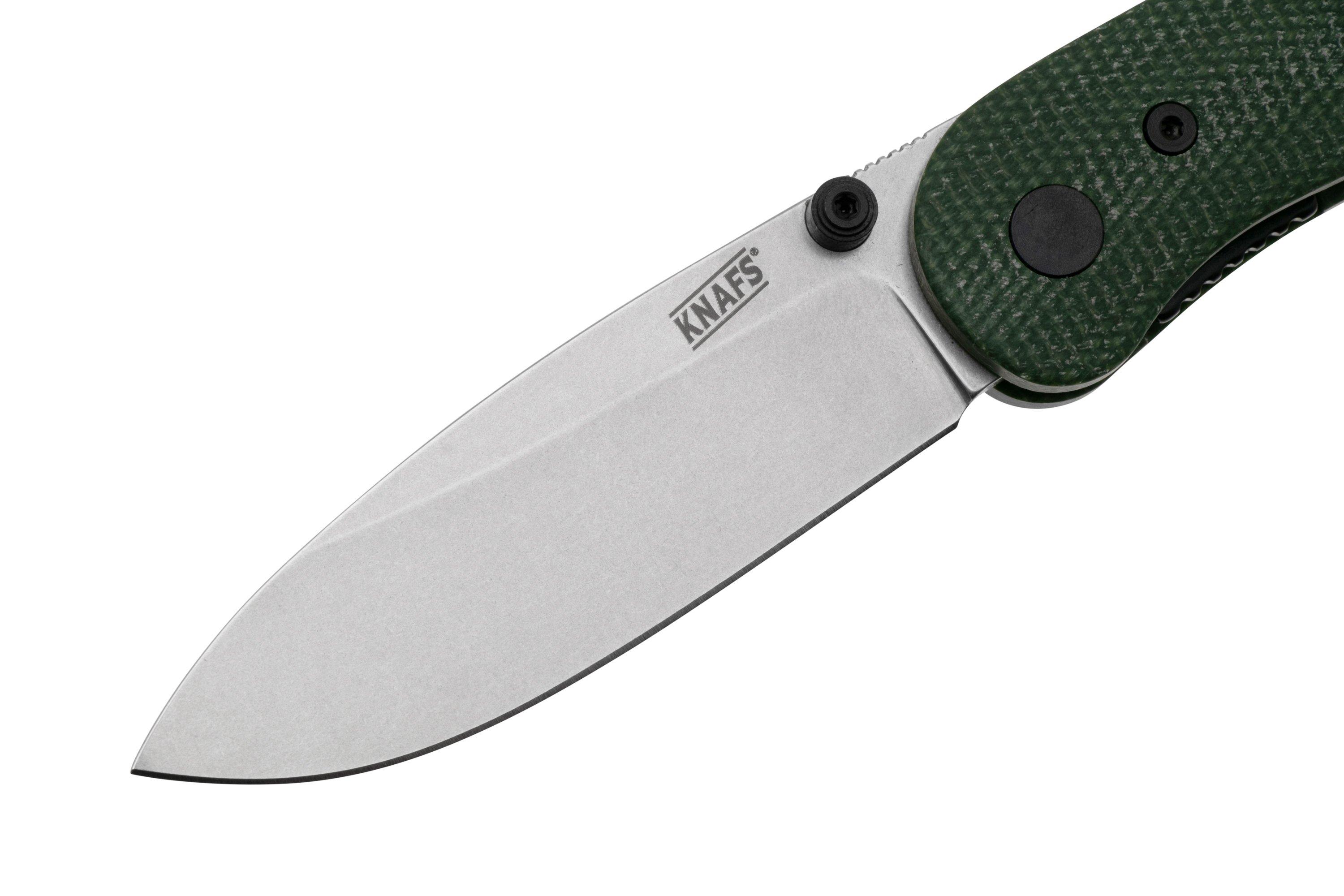 KNAFS Lander, KNAFS-00156, 14C28N, Contoured Green Canvas Micarta ...