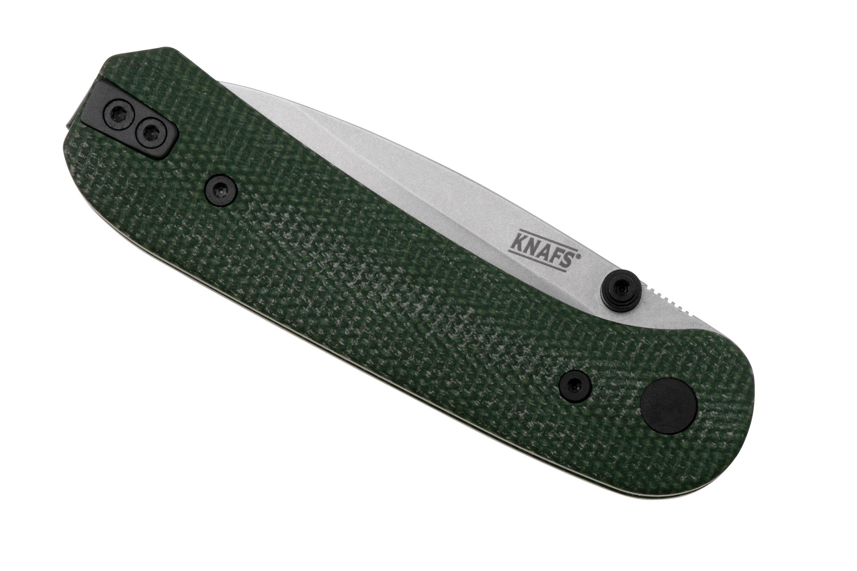 KNAFS Lander, KNAFS-00156, 14C28N, Contoured Green Canvas Micarta ...
